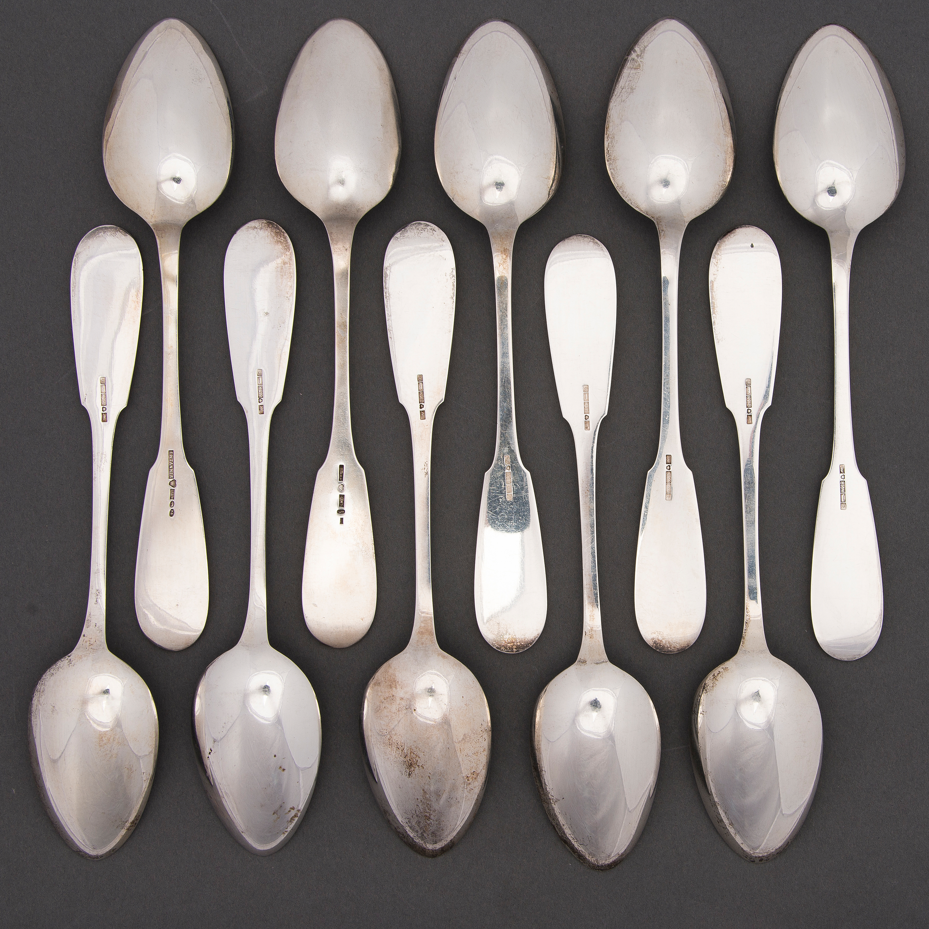 A set of ten Finnish silver tablespoons, first half of 20th Century ...