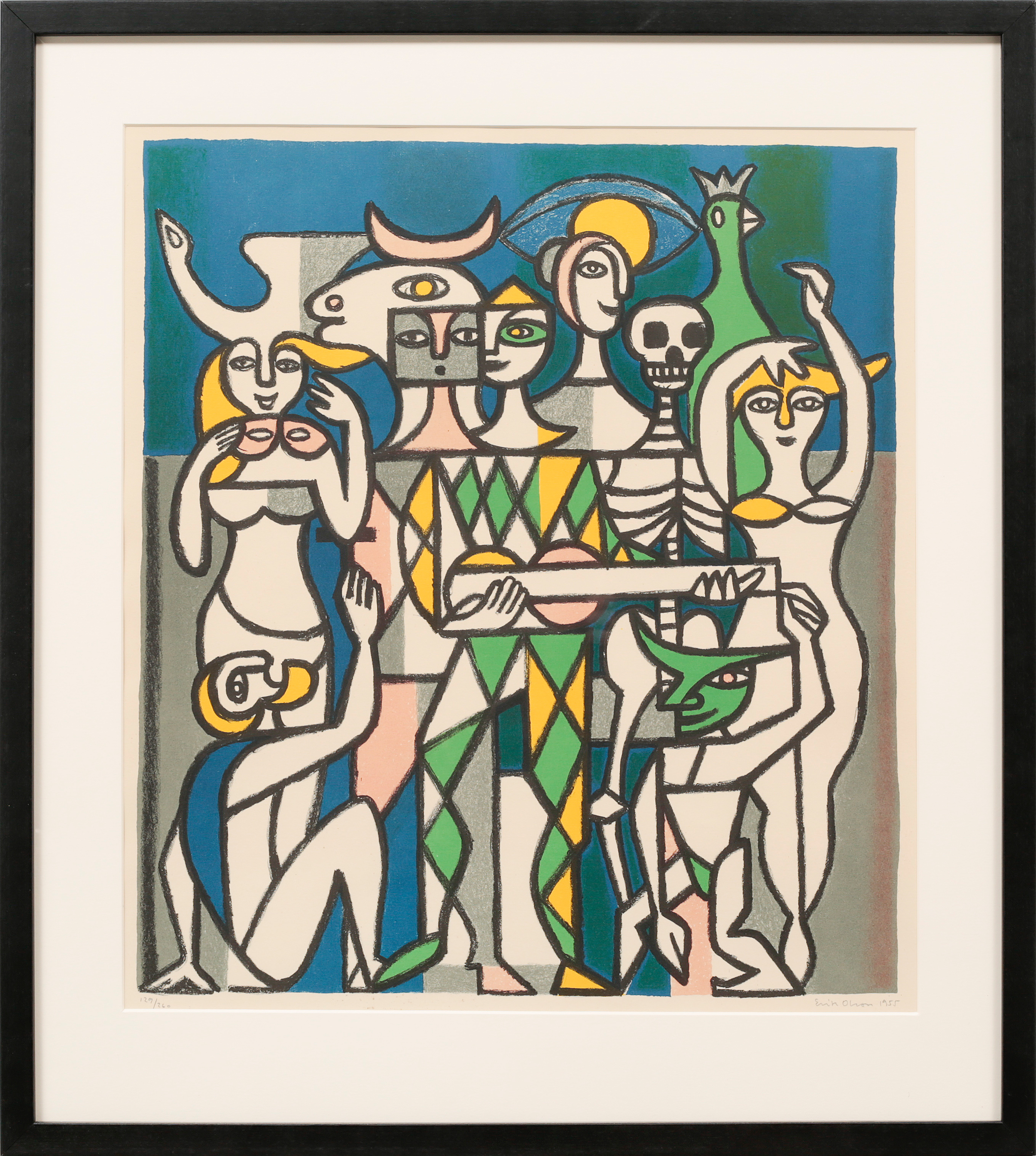 litograph in colours, signed, dated 1955 and numbered 129/260. - Bukowskis