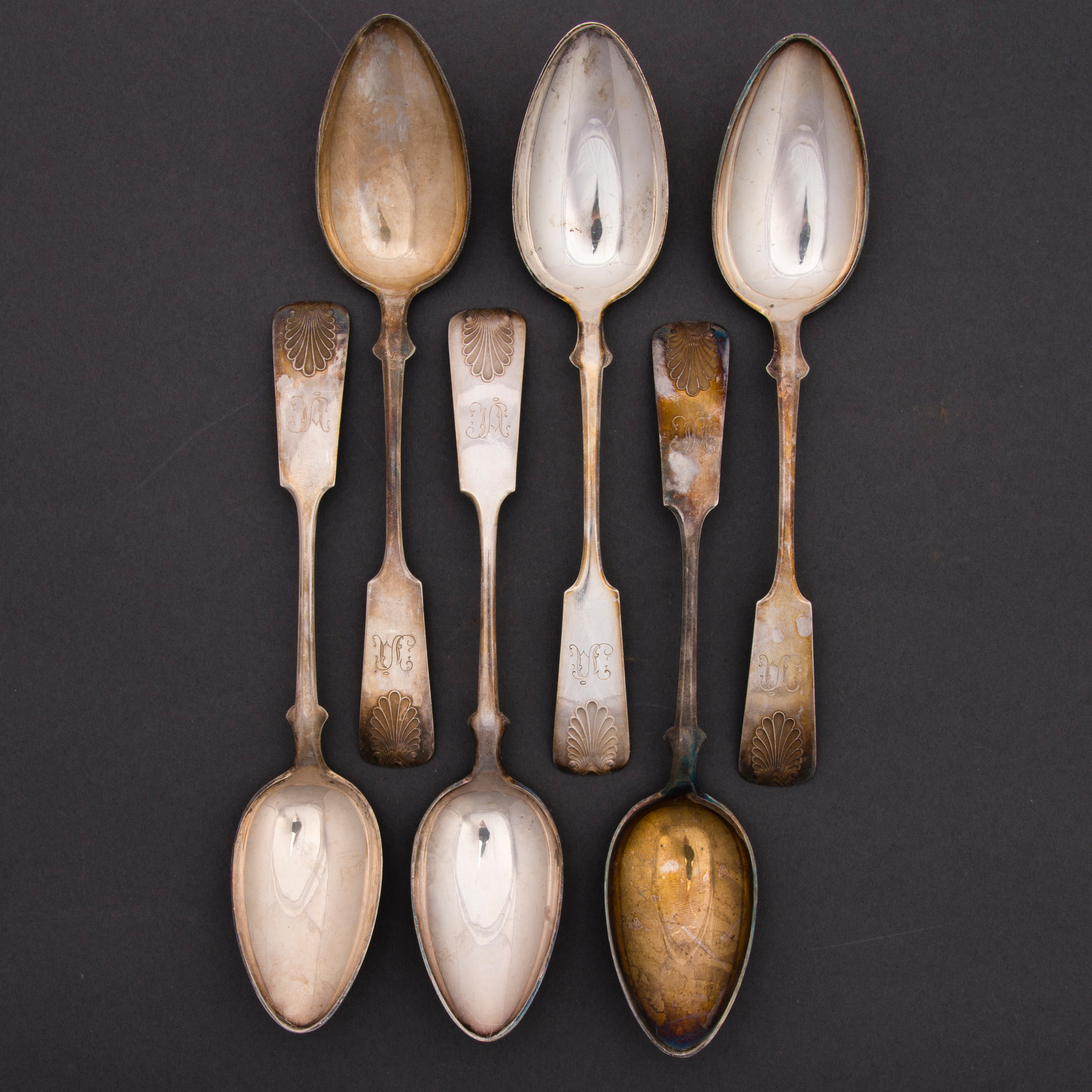 A 57-piece set of silver cutlery with shell decoration, Finnish ...