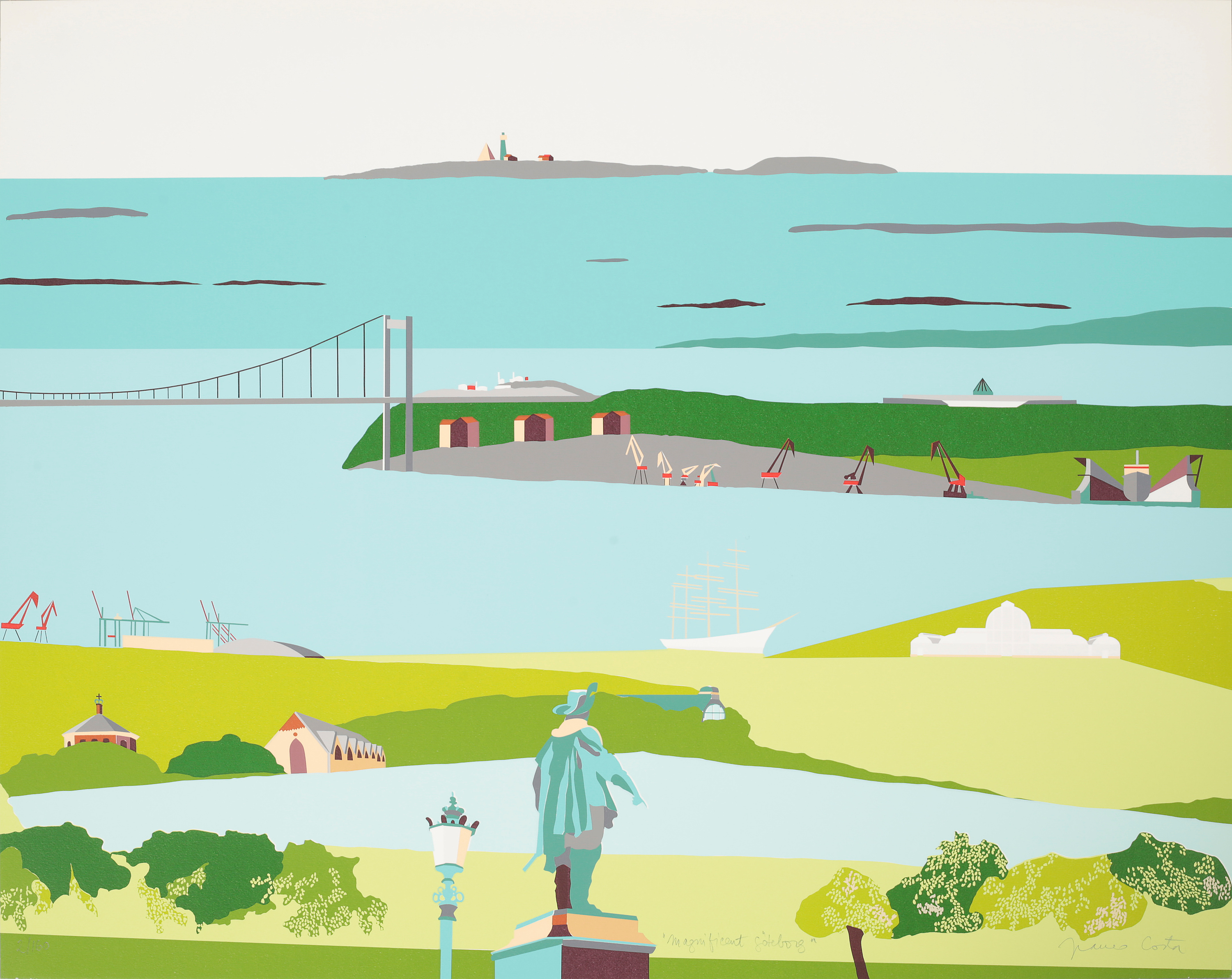 FRANCO COSTA, triptyk, serigrafi, signerade och numrerade 2/160 ...