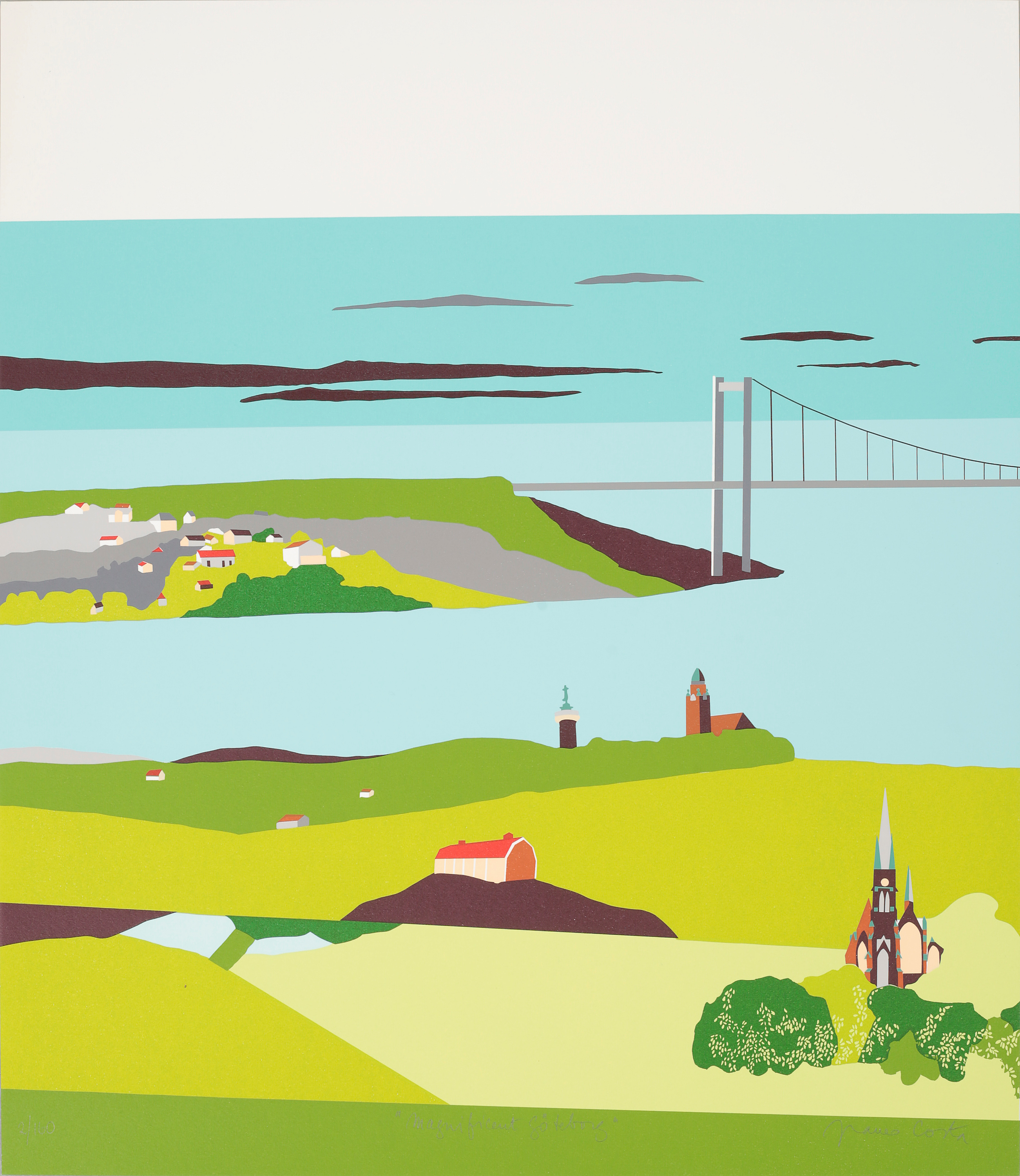 FRANCO COSTA, triptyk, serigrafi, signerade och numrerade 2/160 ...