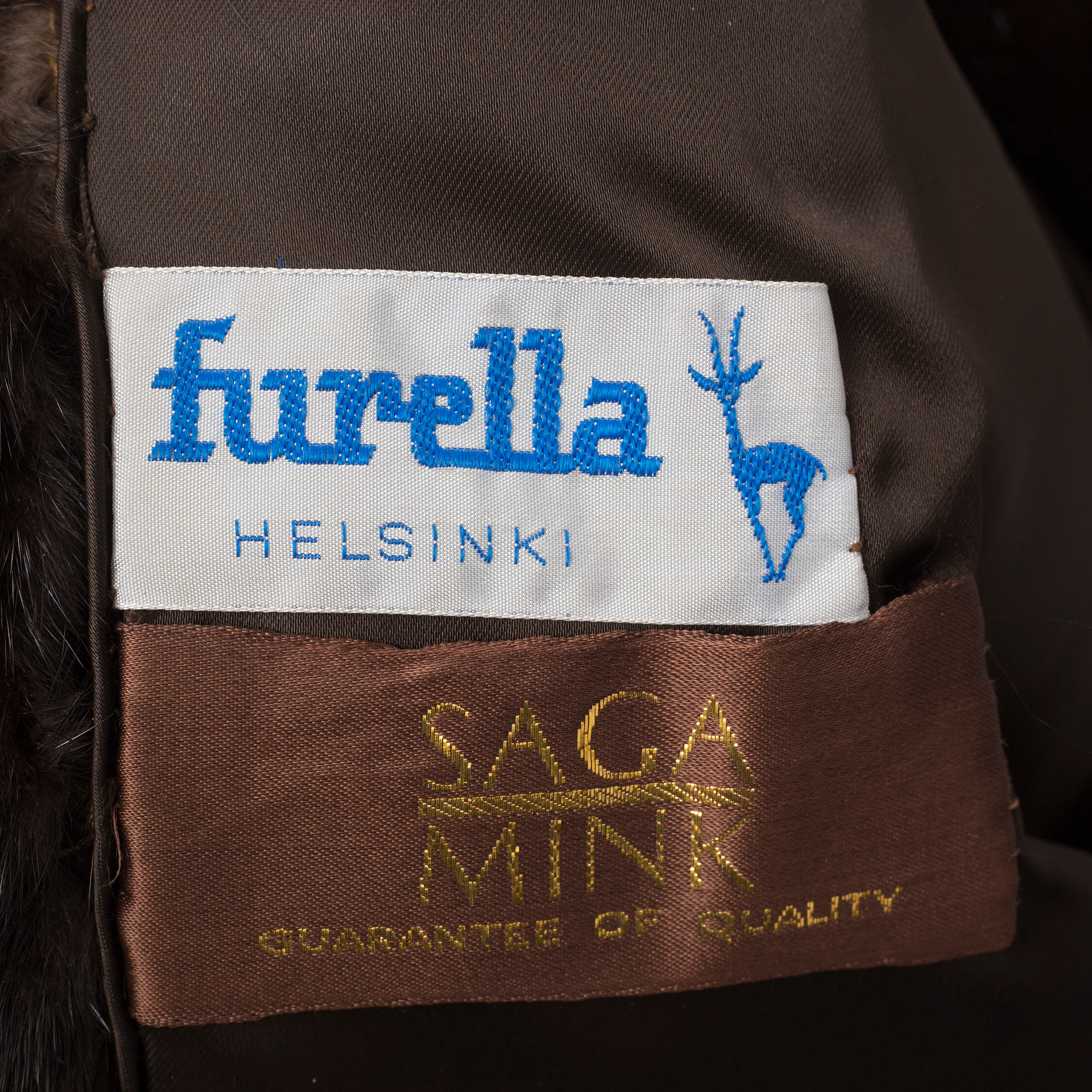 A mink fur coat from Saga Mink, Furella, Helsinki, Finland. Circa size ...