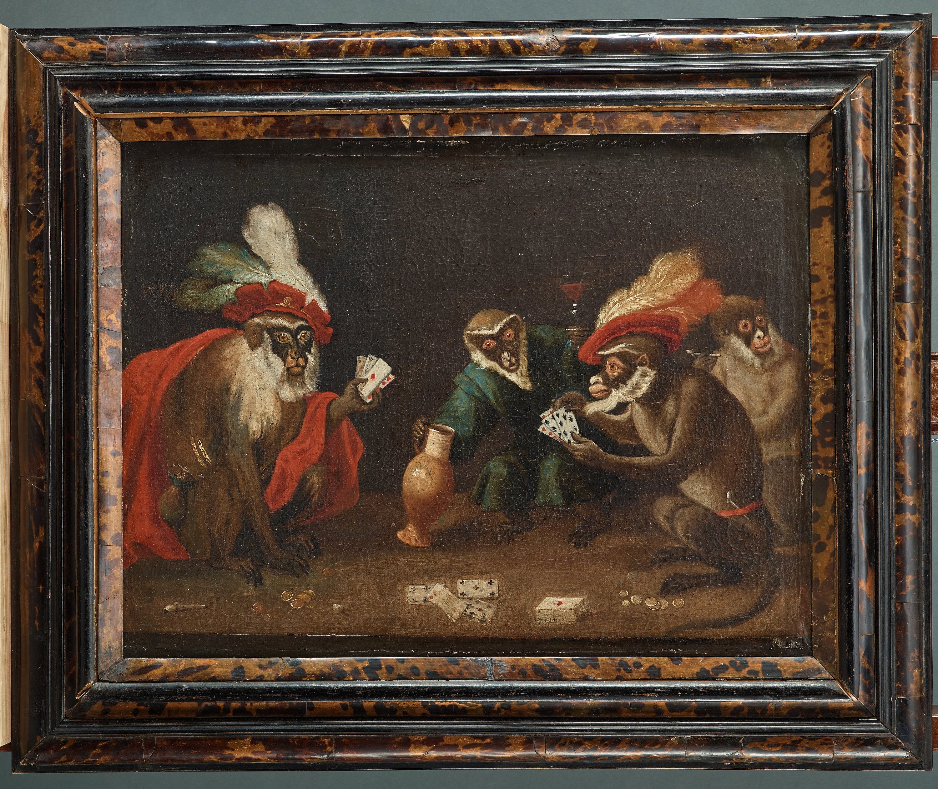 Abraham Teniers Follower of, Card playing monkeys. - Bukowskis