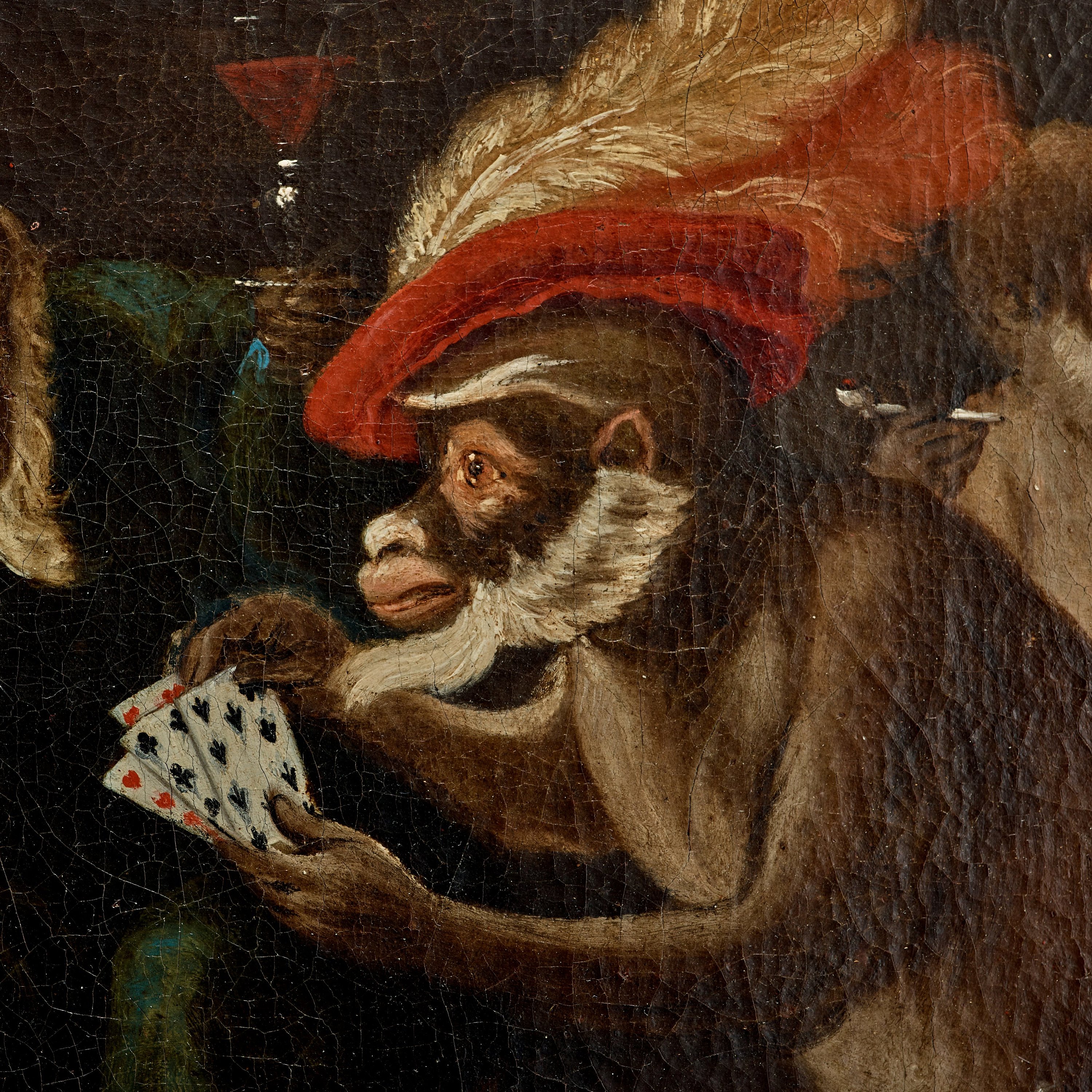 Abraham Teniers Follower of, Card playing monkeys. - Bukowskis