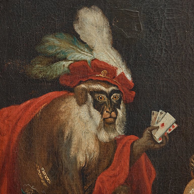 Abraham Teniers Follower of, Card playing monkeys. - Bukowskis