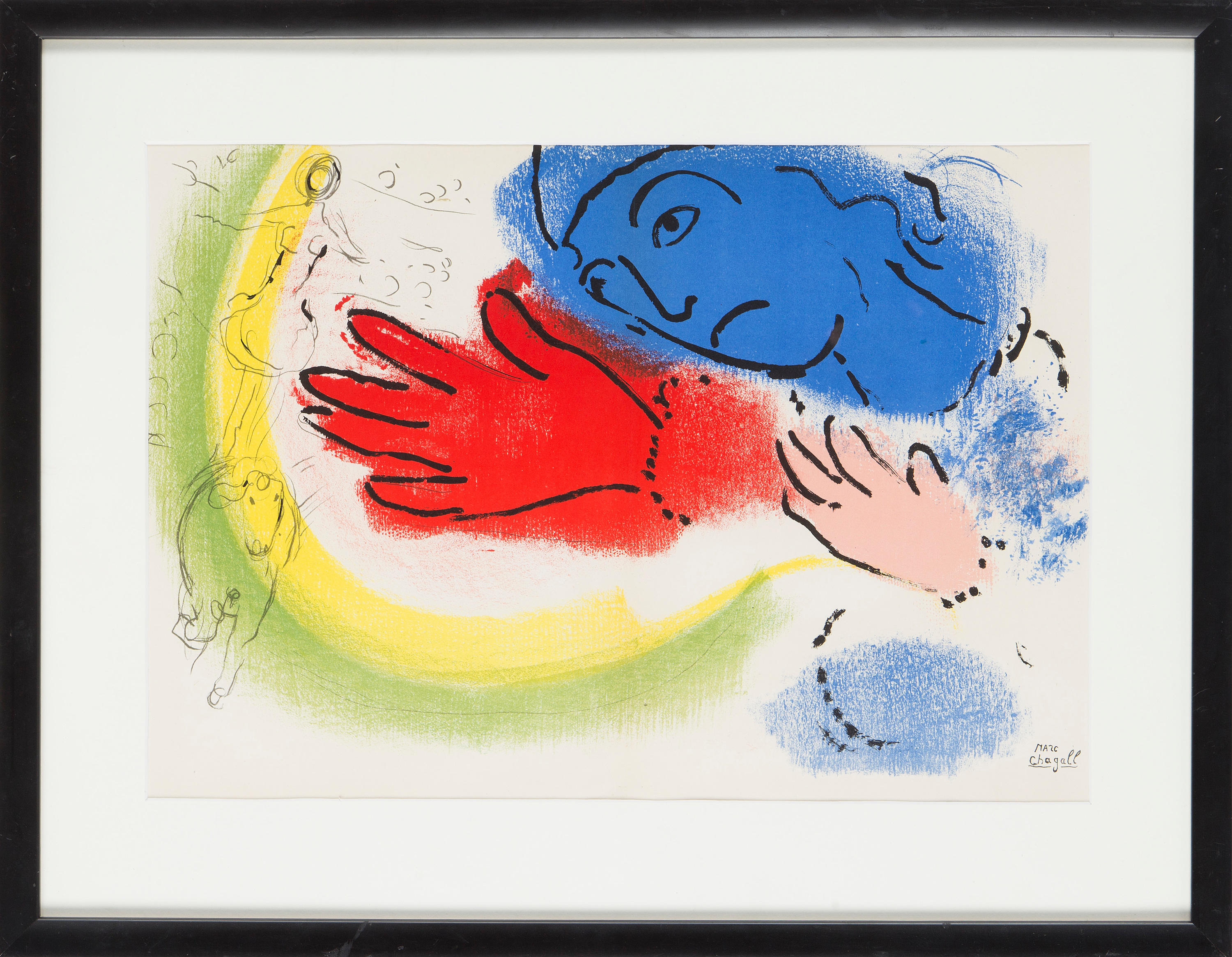Marc Chagall Lithograph In Colours Printed Signature Bukowskis
