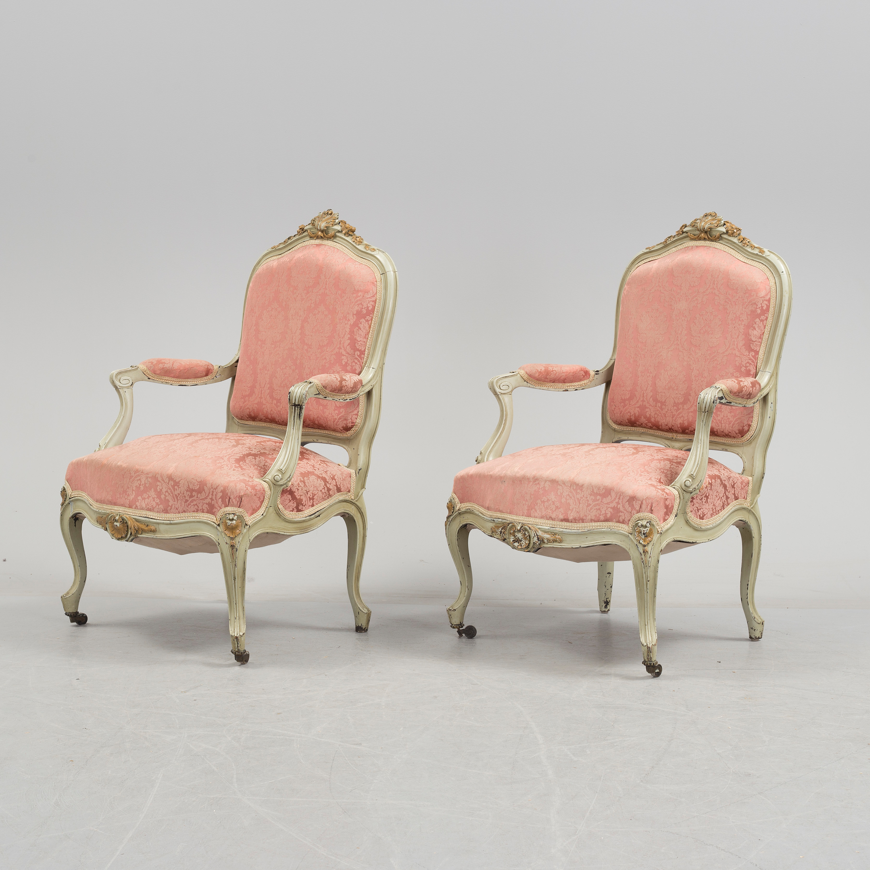 a pair of neo-rococo armchairs from the second half of the 19th century ...
