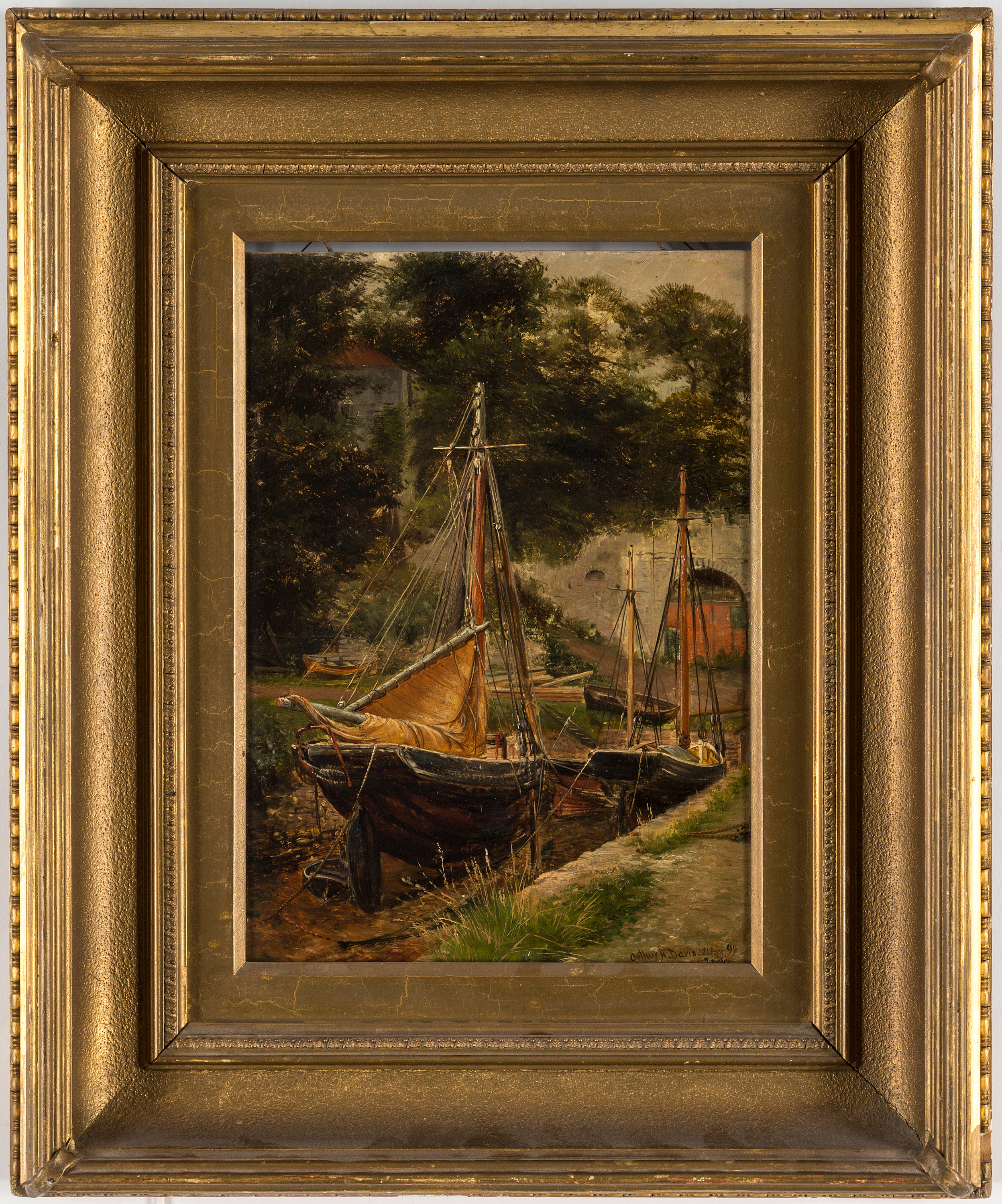 ARTHUR H DAVIS, olja på pannå, signerad Arthur H Davis och daterad 21 ...