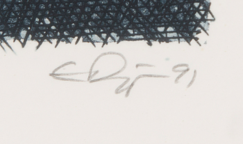 ESA RIIPPA, etsaus, signeerattu ja päivätty -91, numeroitu 26/70 ...