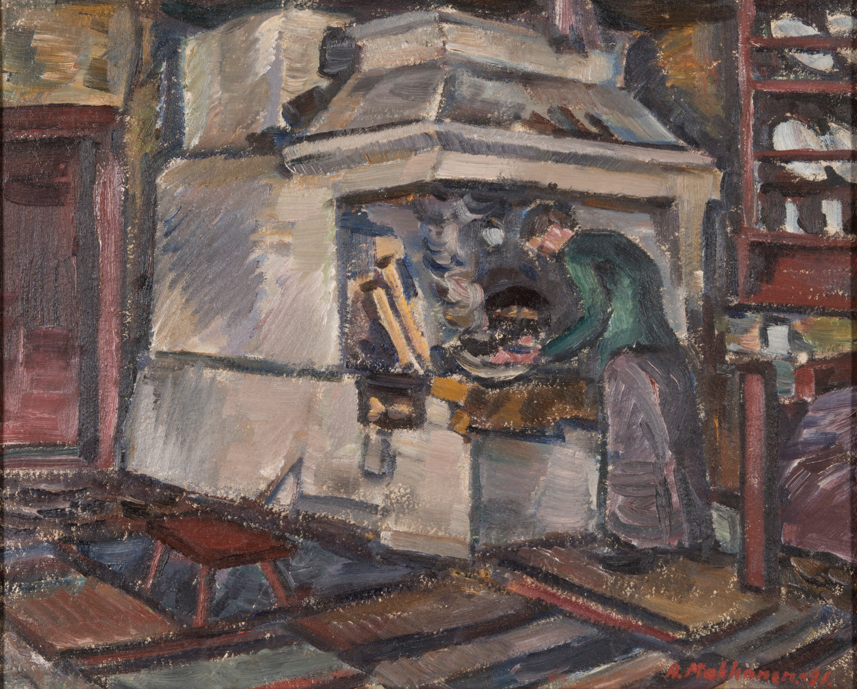 ARVO MAKKONEN, öljy vanerilevylle, signeerattu ja päivätty -21. - Bukowskis