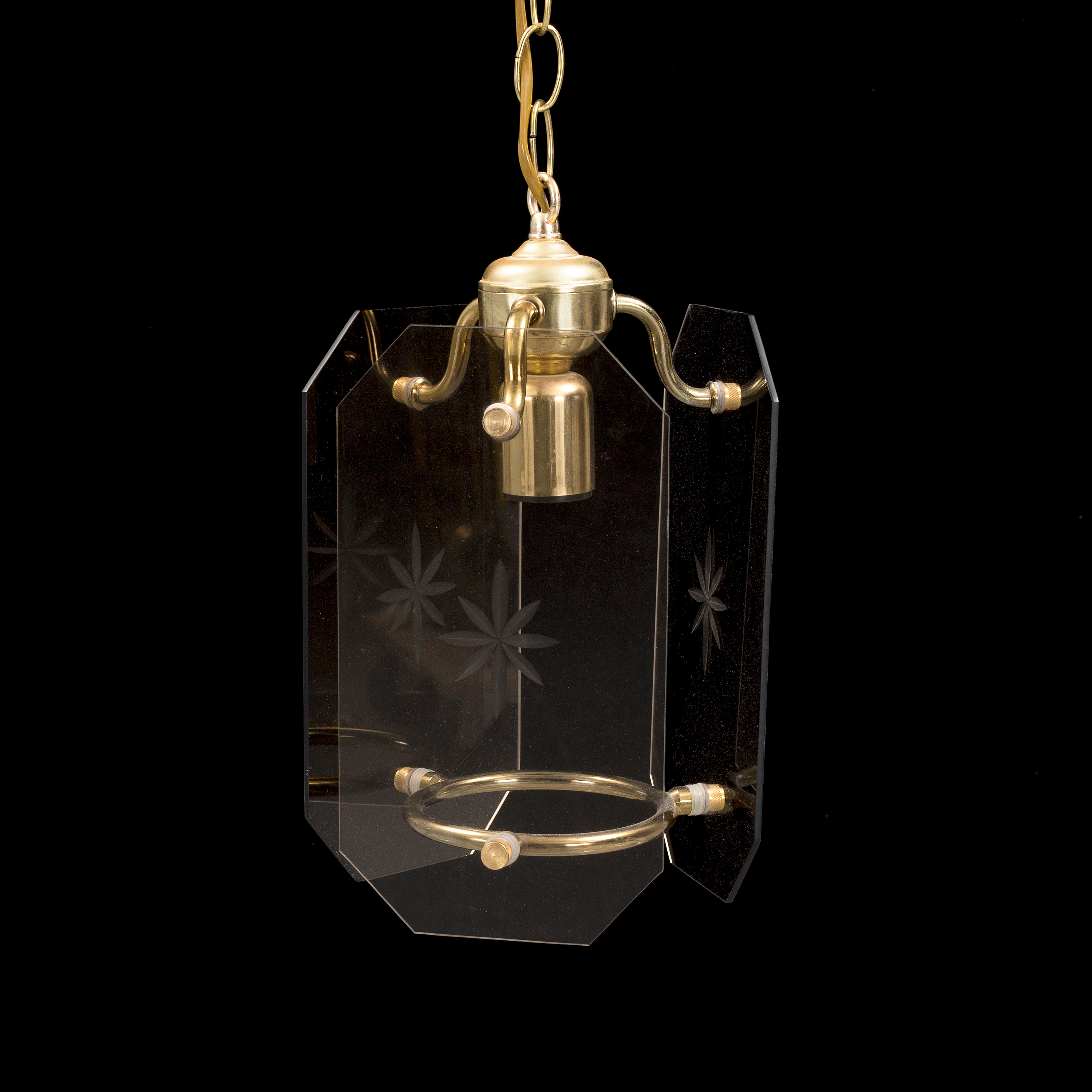 A brass and glass ceiling light, 1970s / 80s. - Bukowskis