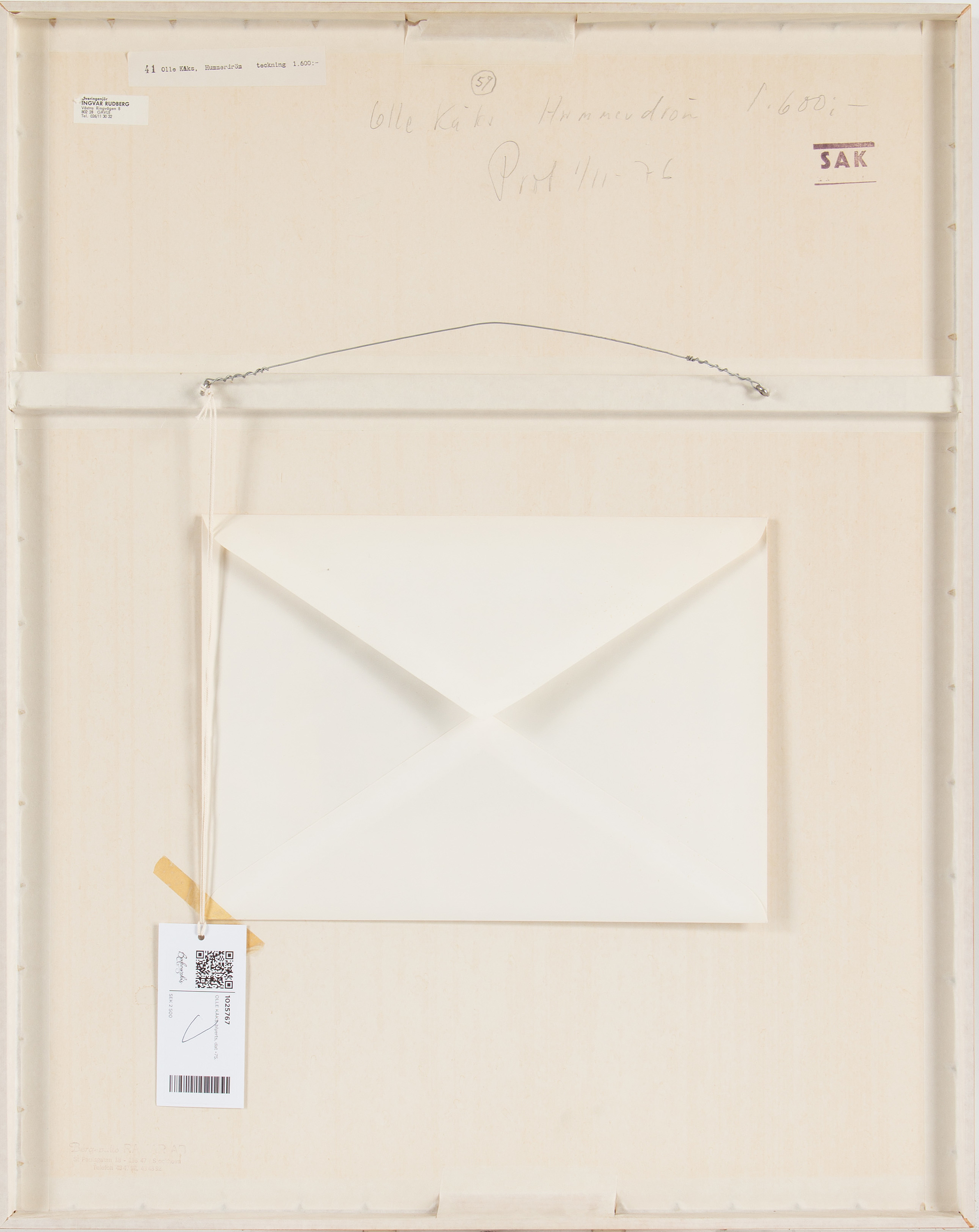 OLLE KÅKS, Drawing, signed and dated -75. - Bukowskis