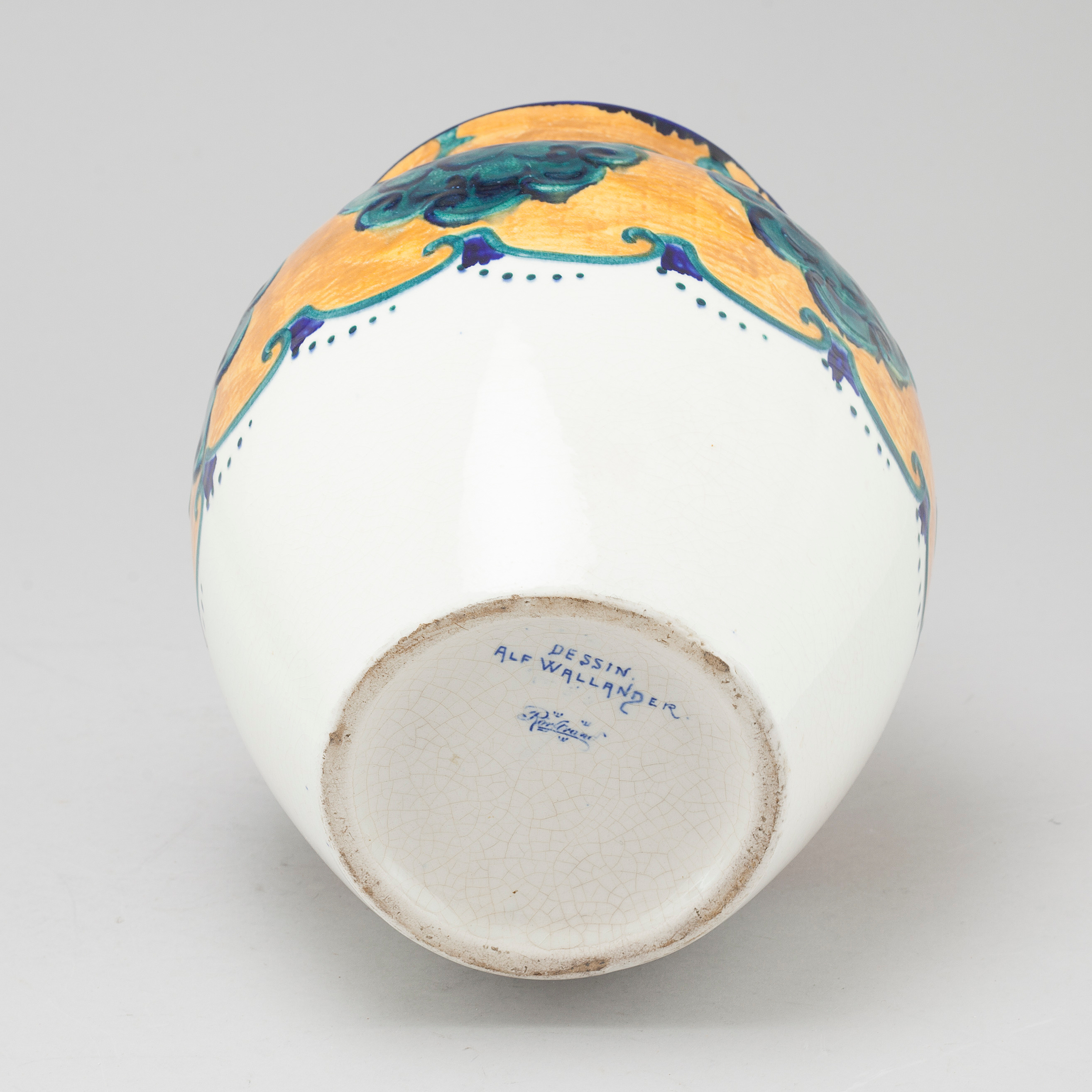 ALF WALLANDER, vas, flintgods, Rörstrand, tidigt 1900-tal. - Bukowskis