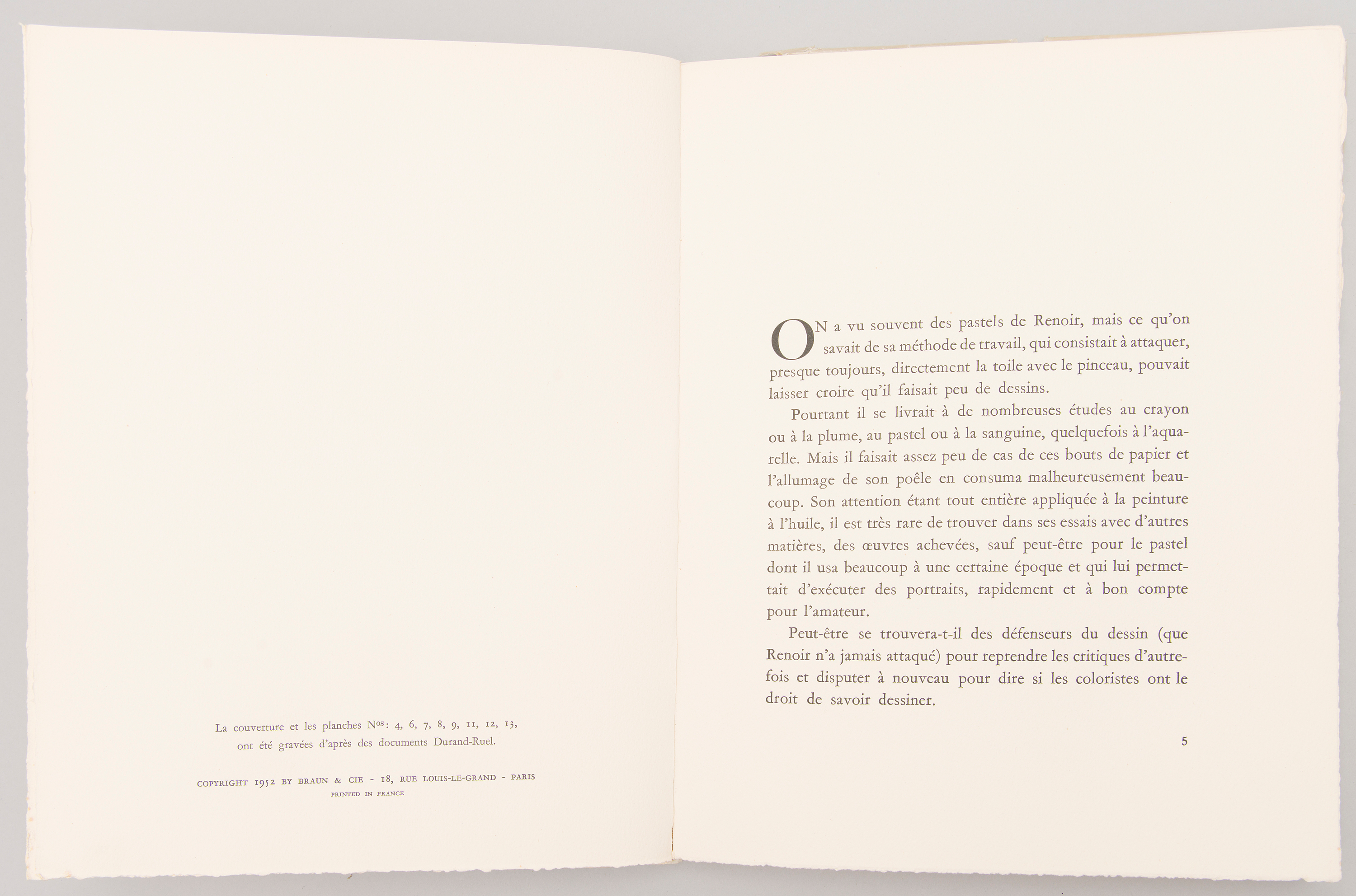 BOK, "Renoir Dessins" av Albert André, Les Editions Braun & Cie, 1952 ...