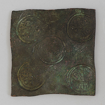 A Swedish copper plate, 1/2 Daler Silvermynt with King Fredrik I, 1743 ...