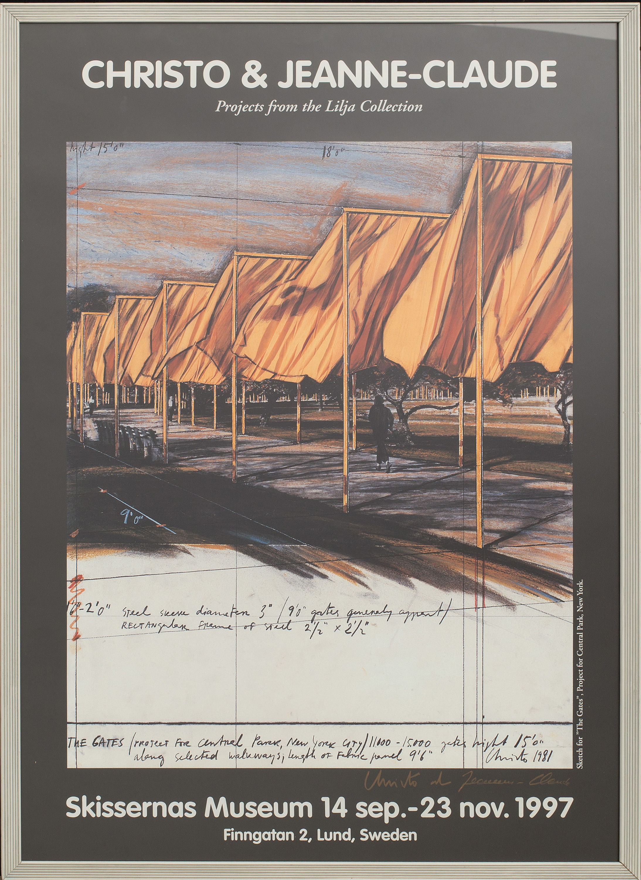 CHRISTO & JEANNE-CLAUDE, exhibition poster, signed. Skisserna Museum ...