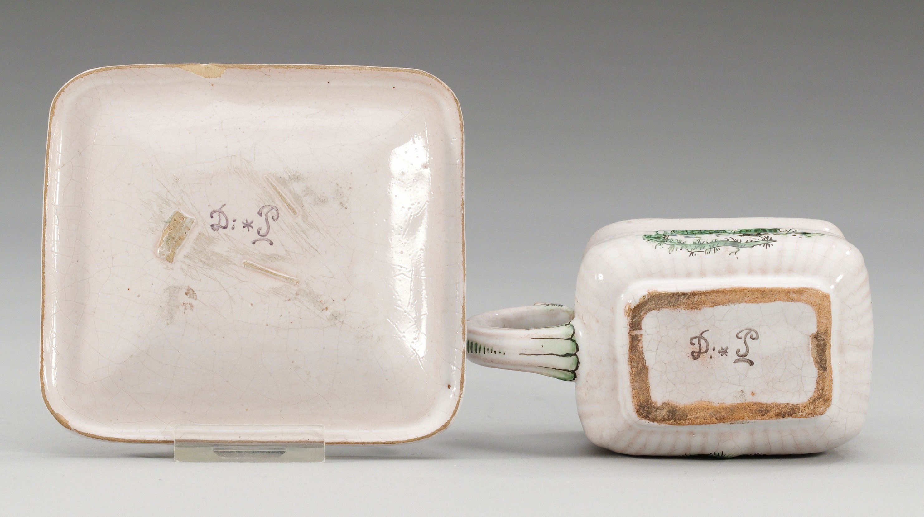 A faience cup with stand, signed Proskau, presumably Polish, ca 1800 ...