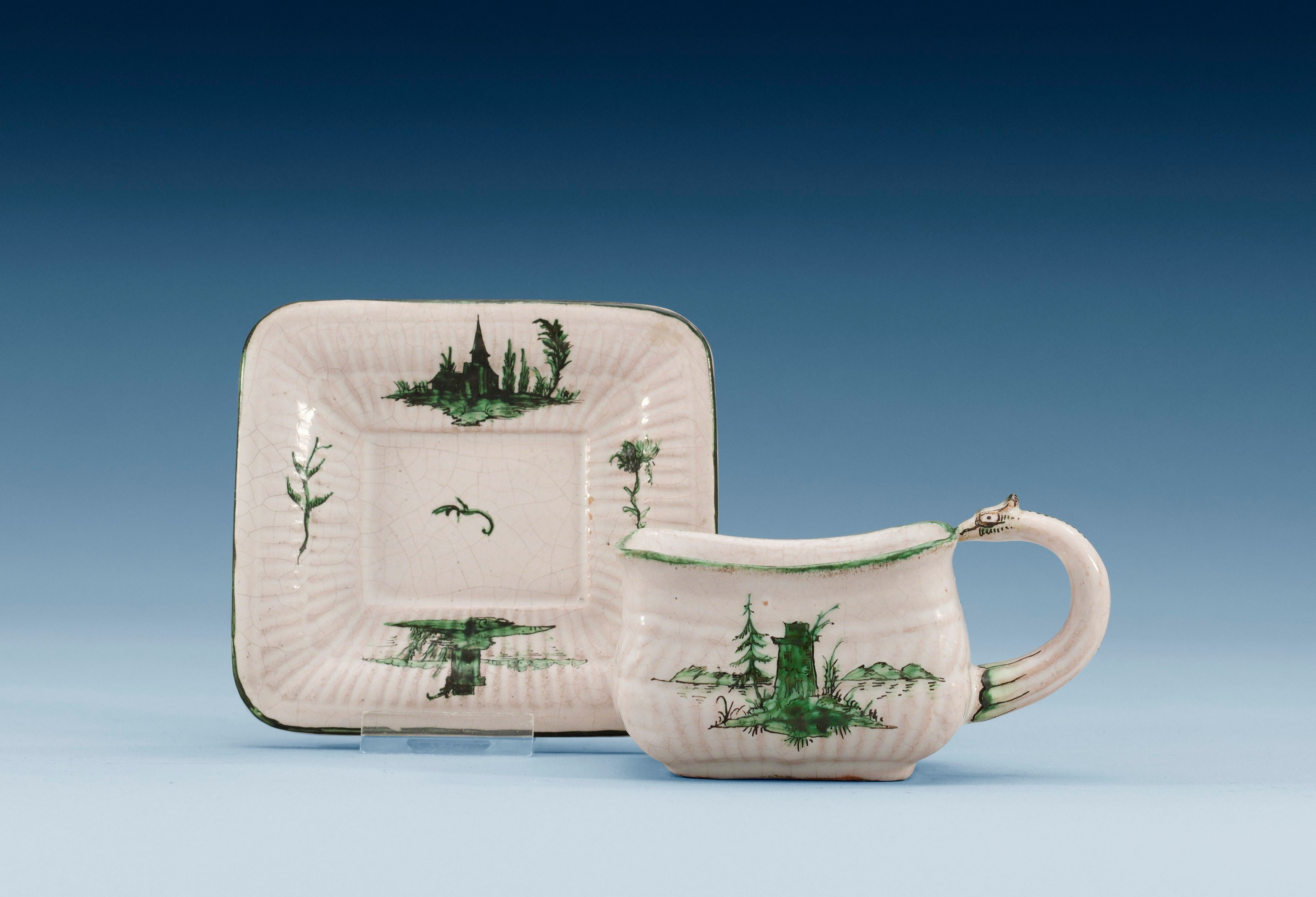 A faience cup with stand, signed Proskau, presumably Polish, ca 1800 ...