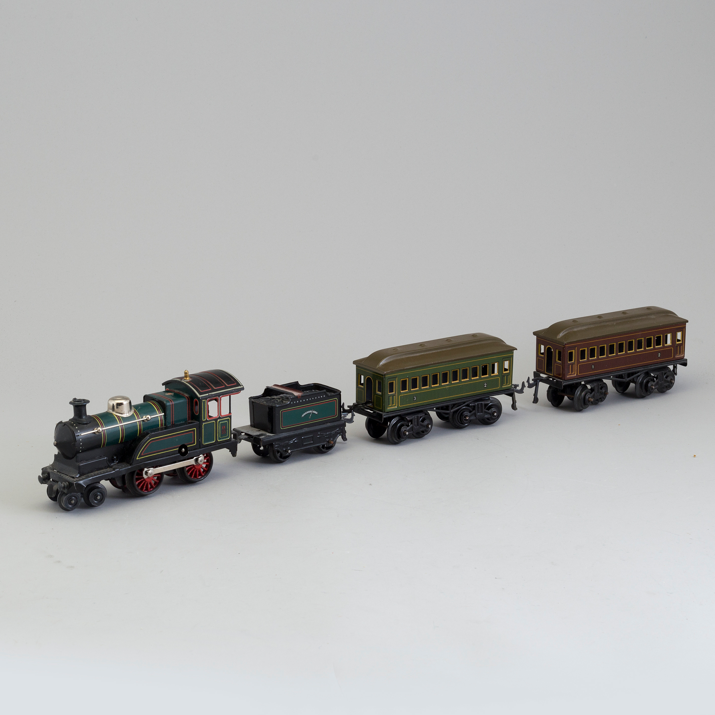A MINIATURE THREE PIECE TRAIN SET, track, GBN Bavaria Bing Werke, first ...