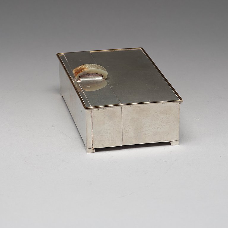 Nils Fougstedt, a pewter, brass and nephrite box, Svenskt Tenn ...