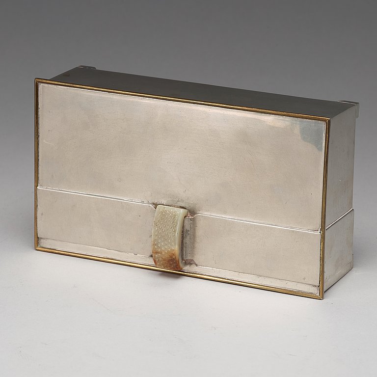 Nils Fougstedt, a pewter, brass and nephrite box, Svenskt Tenn ...