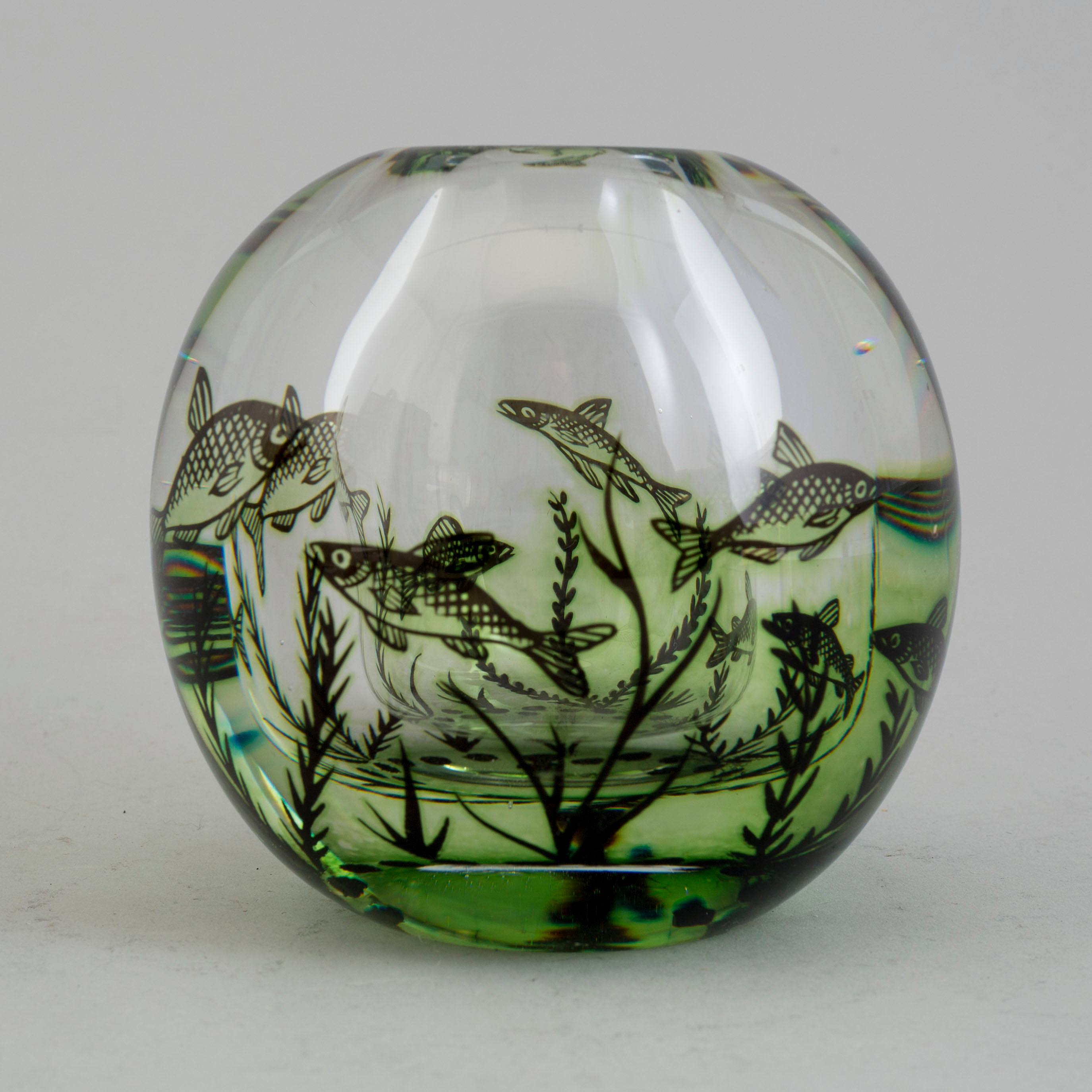 EDWARD HALD, vas, Orrefors, 1958, Fiskgraal. - Bukowskis