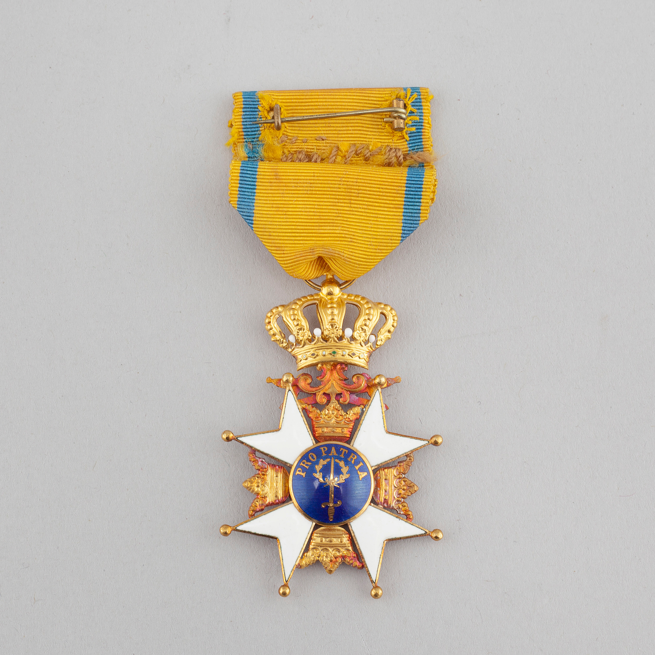 A sign for the royal order of the sword, gold and enamel, Stockholm ...