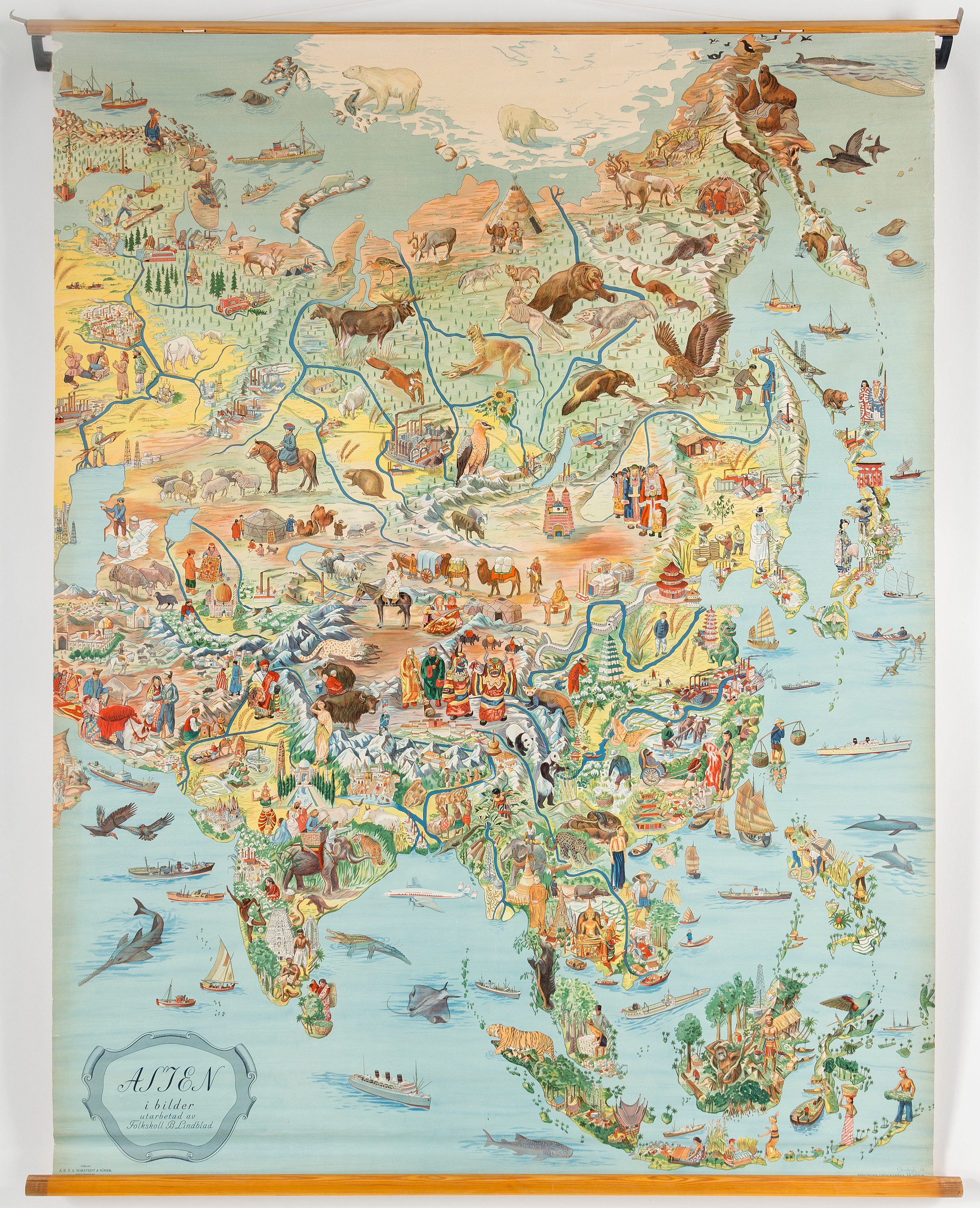 A mid 20th century map of Asia. - Bukowskis