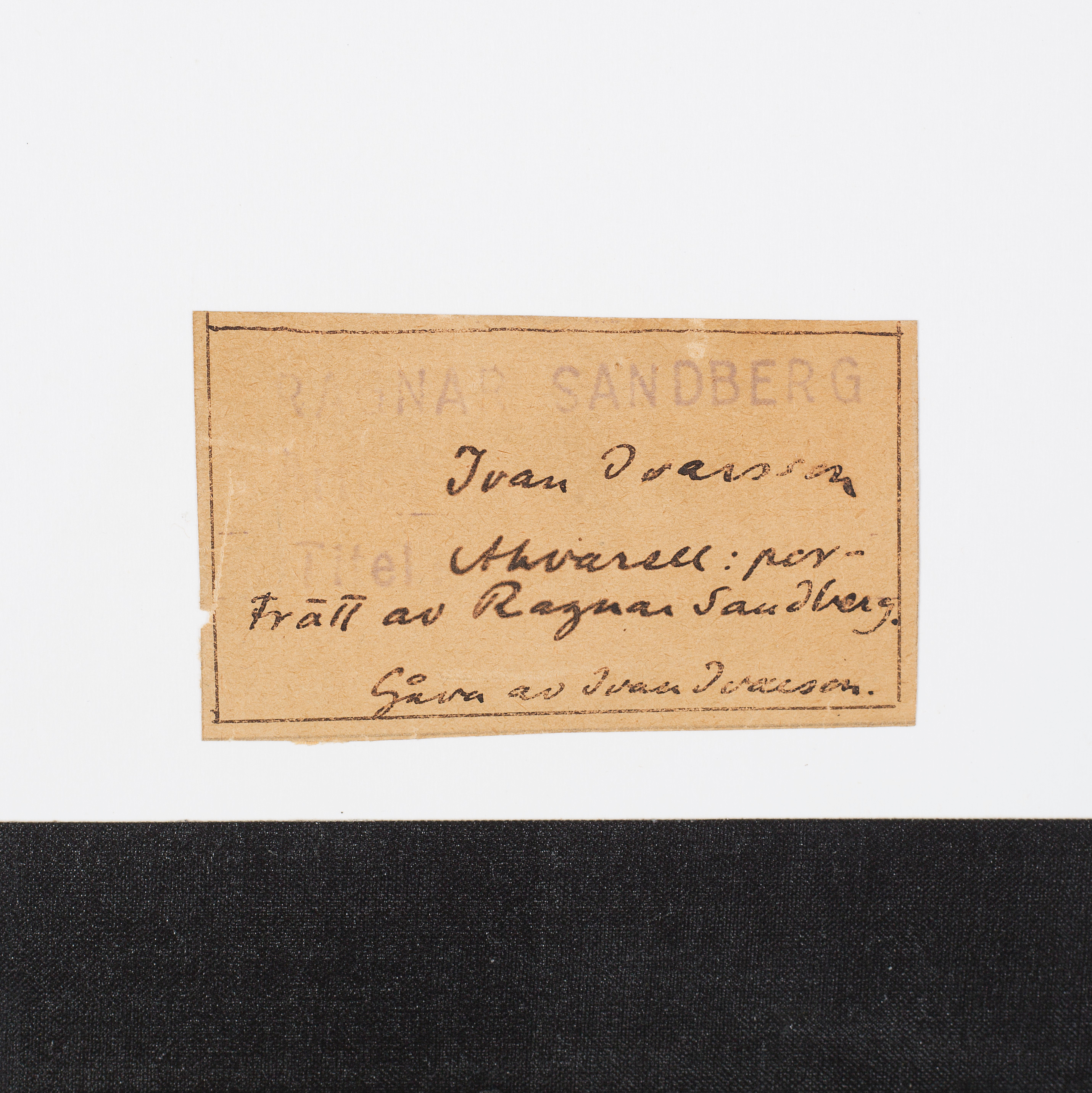 IVAN IVARSON, akvarell, märkt "Ivar Ivarson" på lapp à tergo. - Bukowskis