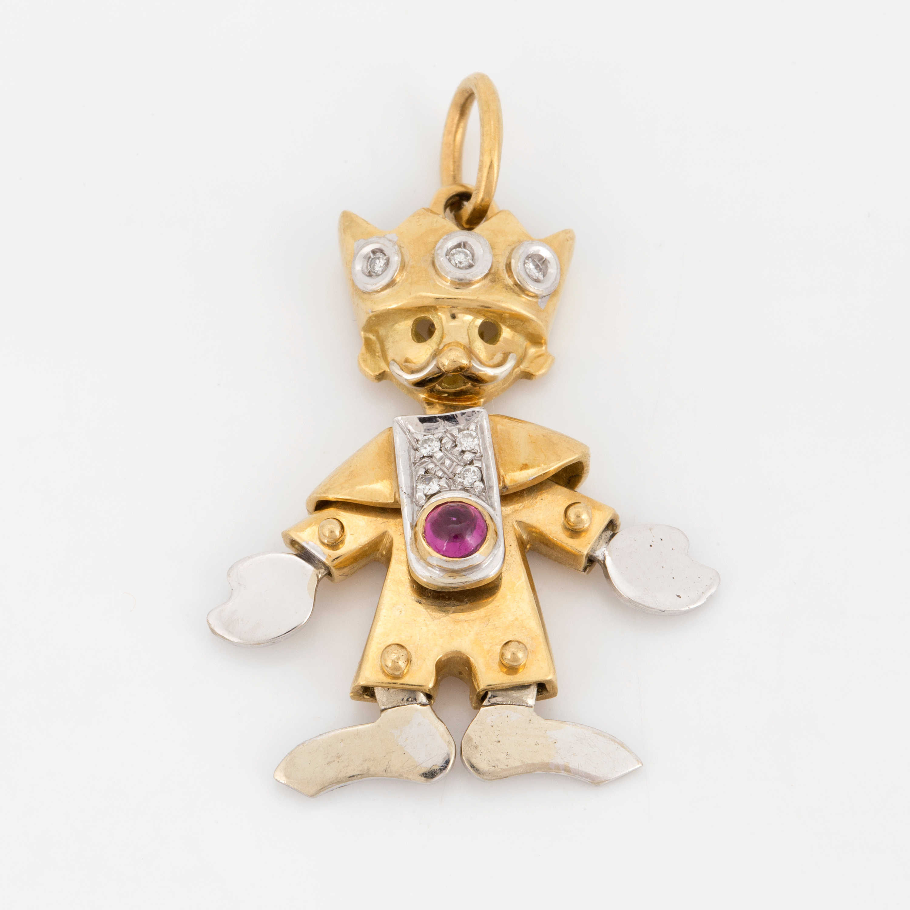 PENDANT, Jumping Jack in 18k gold and white gold, diamonds, ruby ...