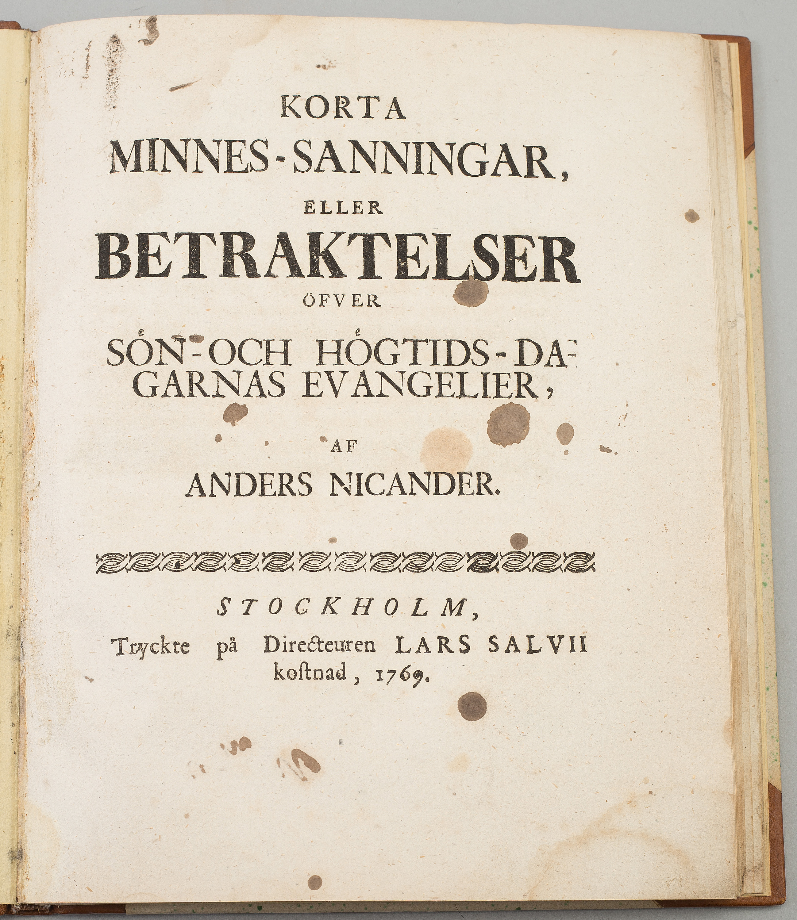 ANDERS NICANDER, "Kung Salomo Ordspåk" och "Minnessanningar". - Bukowskis