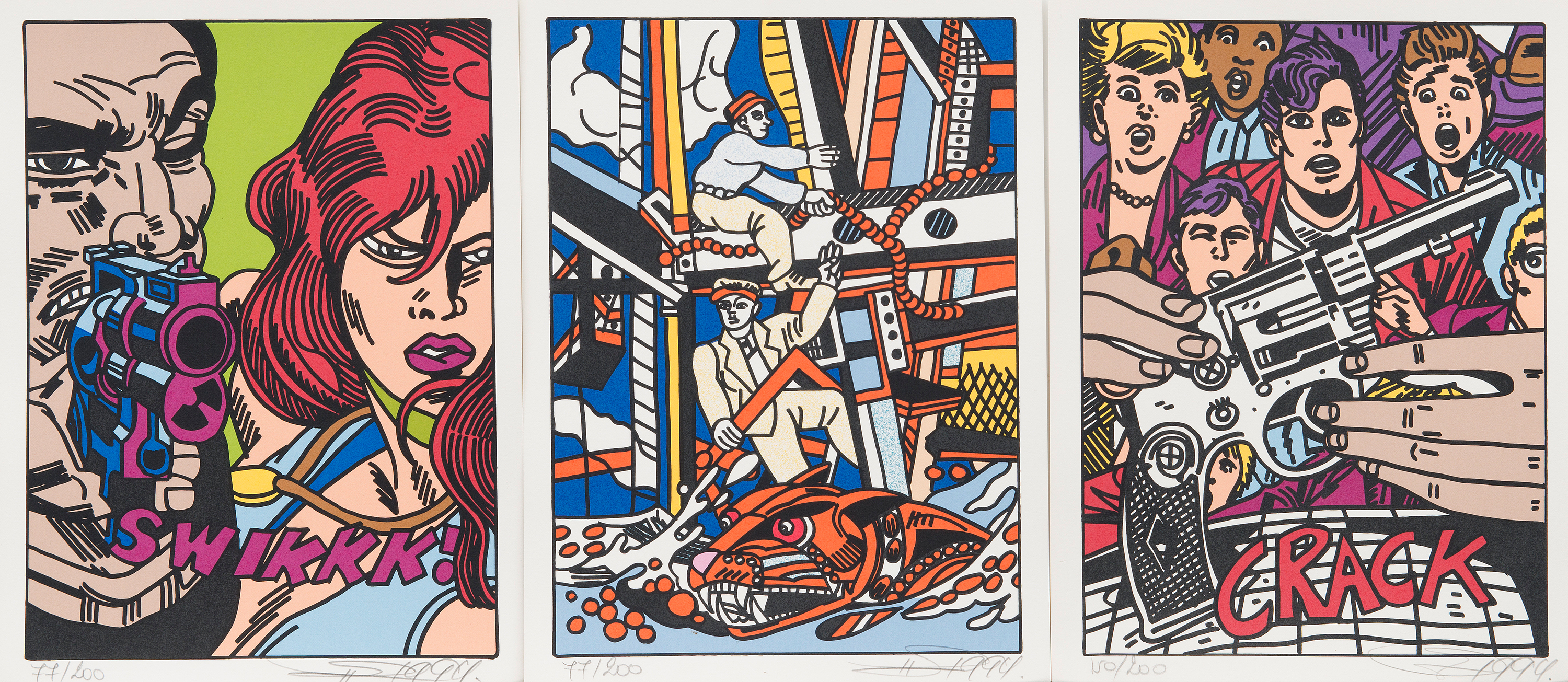 GUDMUNDUR ERRÓ, 3 st serigrafier, signerade 1994 och numrerade 77/200 ...