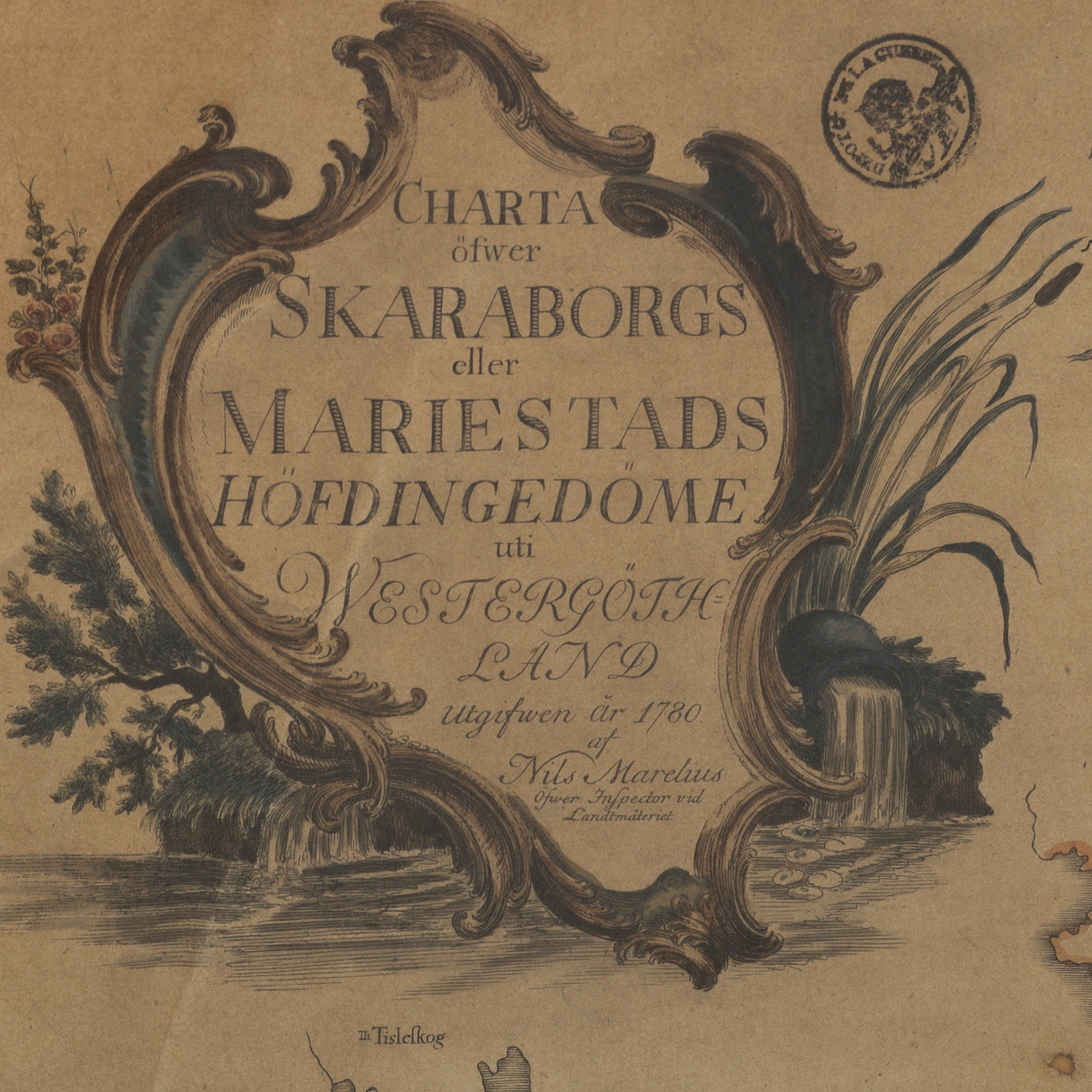 KARTA, delvis kolorerat träsnitt Nils Marelius 1780. - Bukowskis