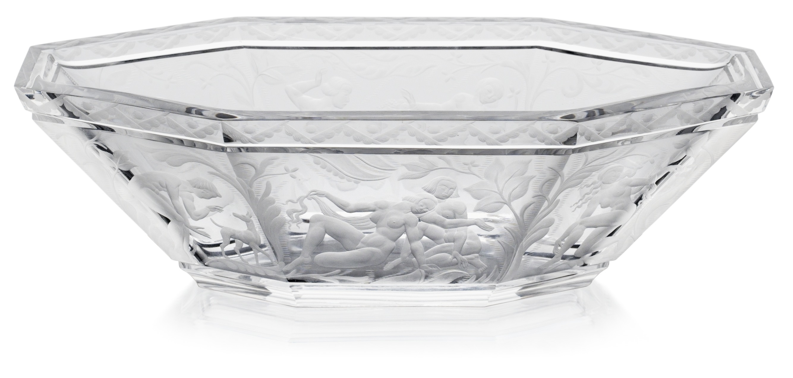 A Simon Gate engraved glass bowl, "Paradis", Orrefors 1955. - Bukowskis
