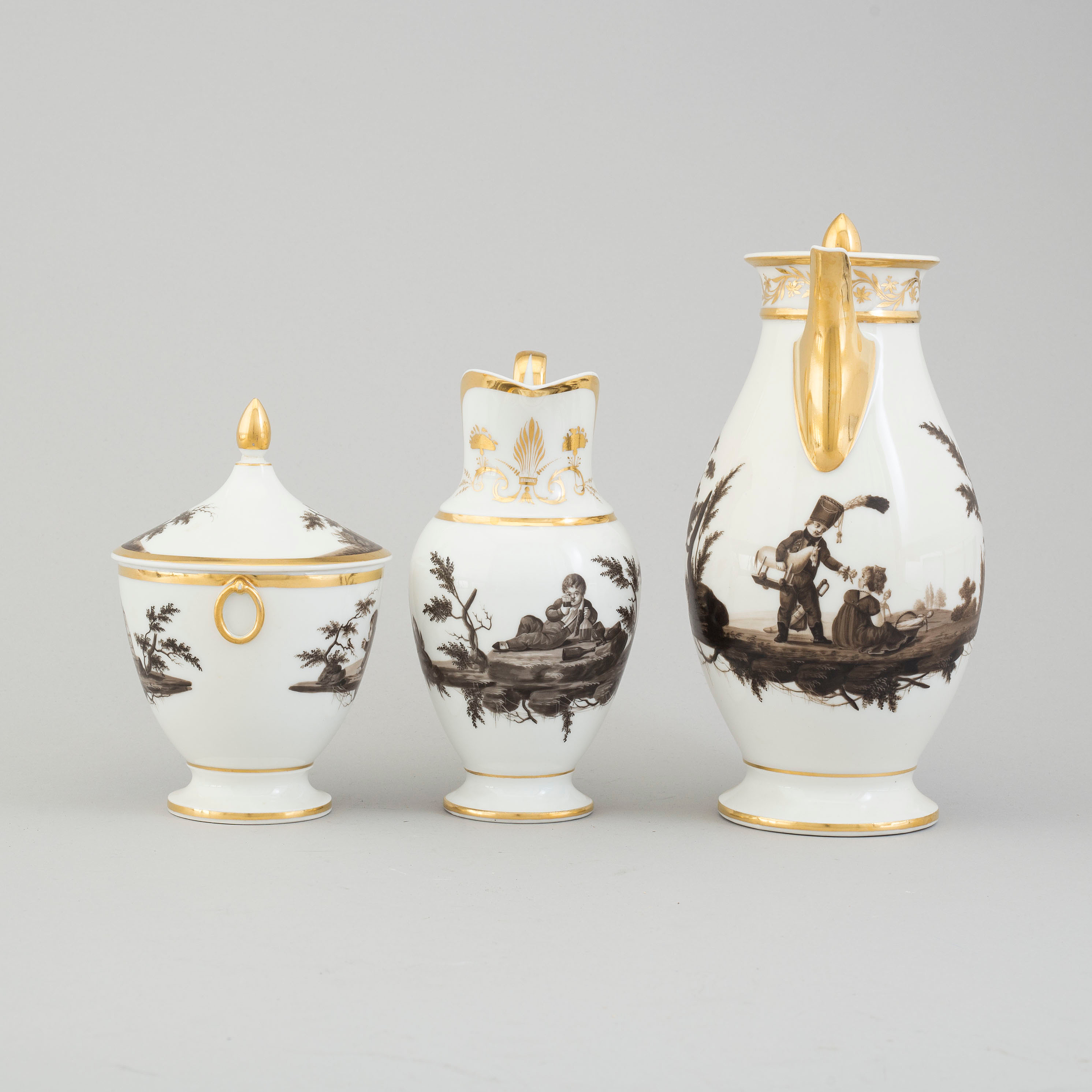 A 11 pcs first half of the 19th century Empire porcelain coffee service ...