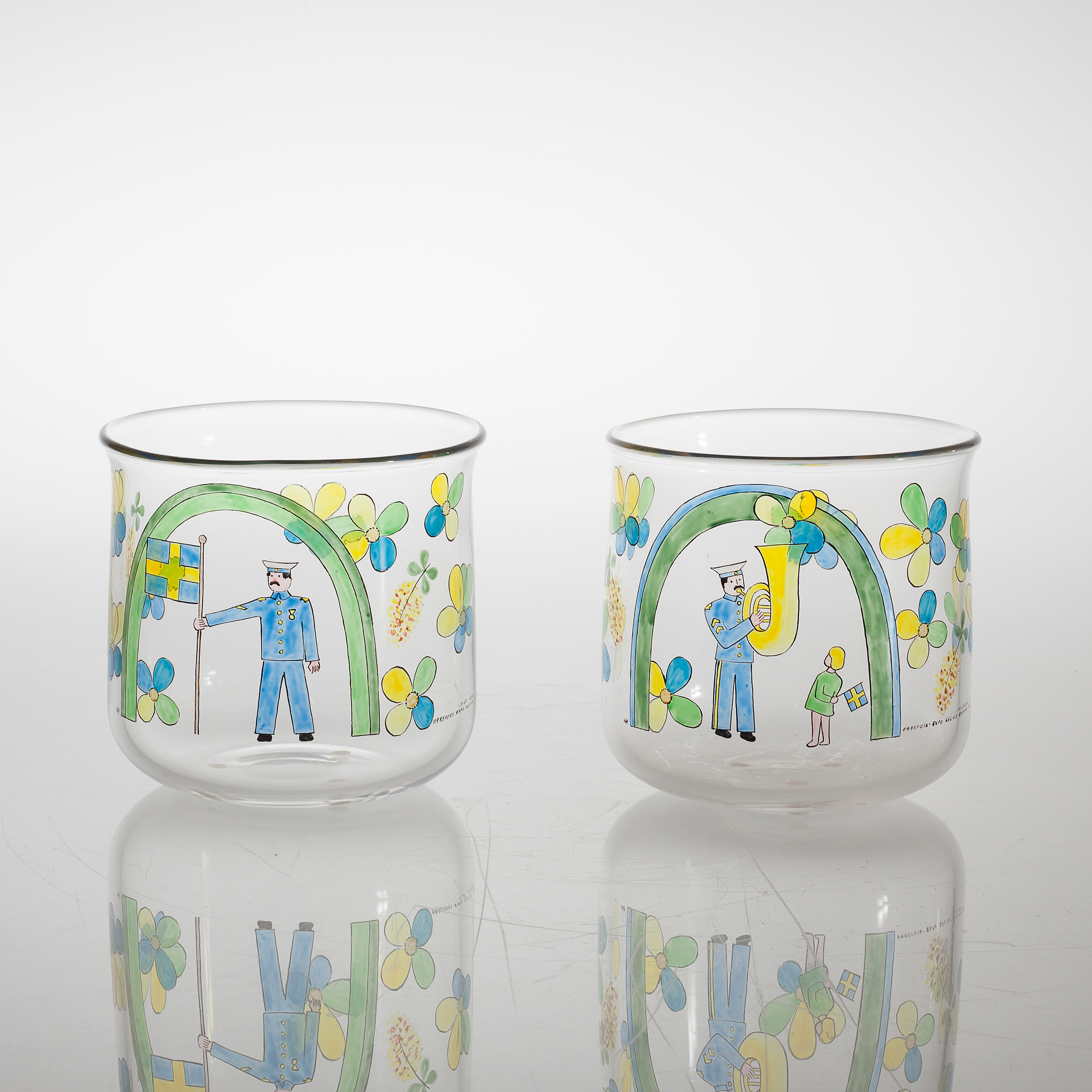 GUNNAR CYRÉN, 2 skålar, ur serien "Svenska män och flickor", Orrefors ...