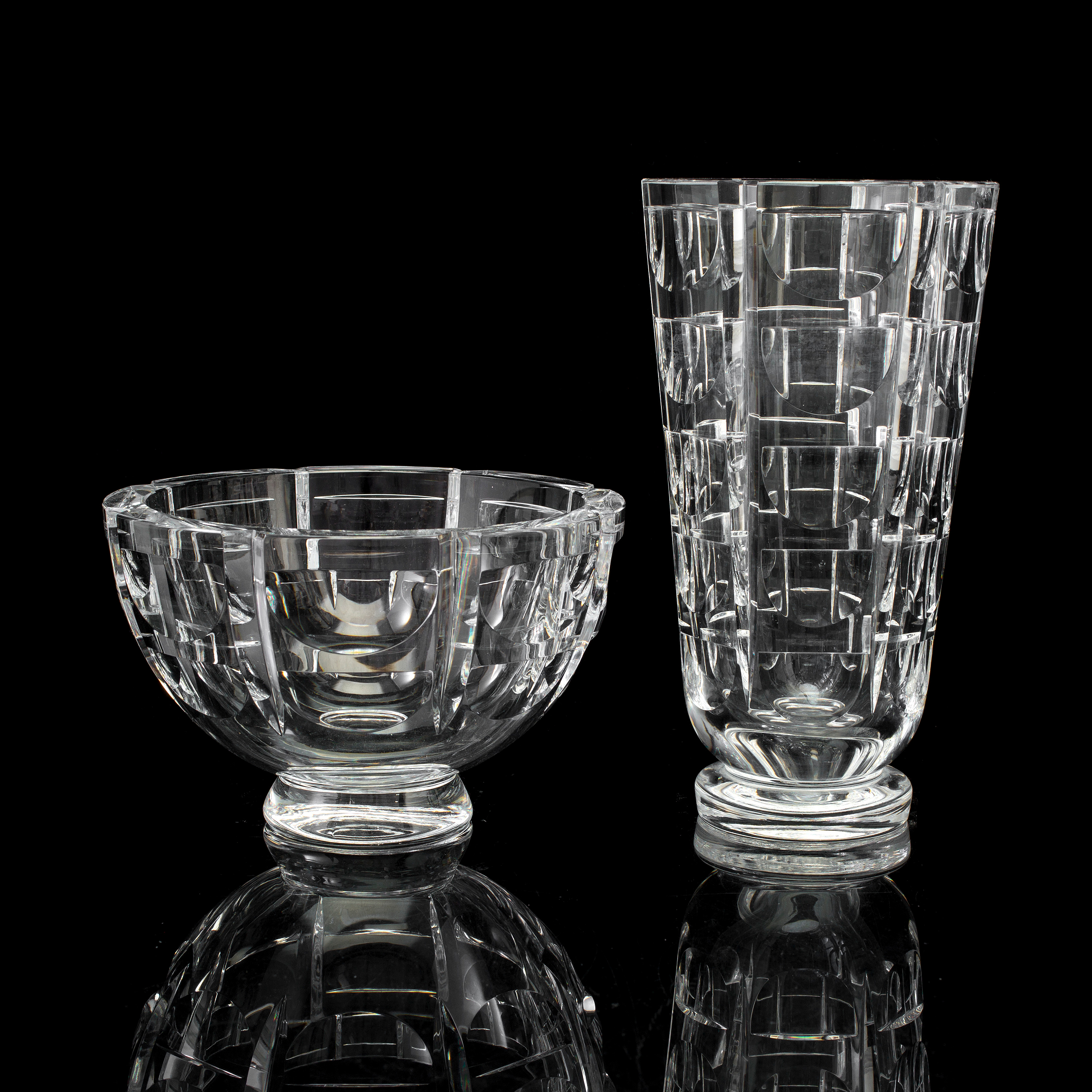 SIMON GATE, VAS samt SKÅL, "Tusen Fönster", Orrefors, modell formgiven ...