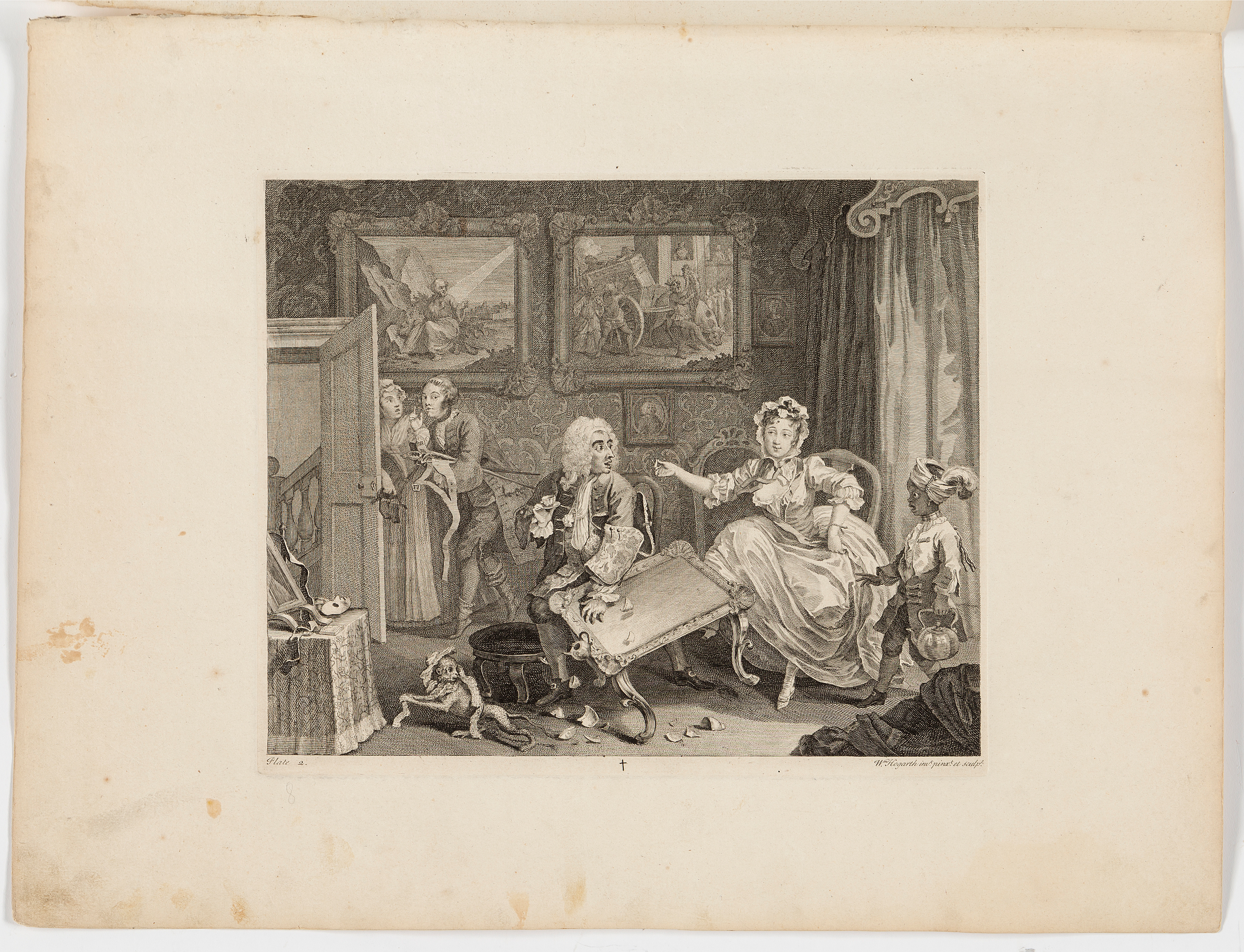 WILLIAM HOGARTH, six copper engravings "A Harlot's Progress", plate 1-6 ...