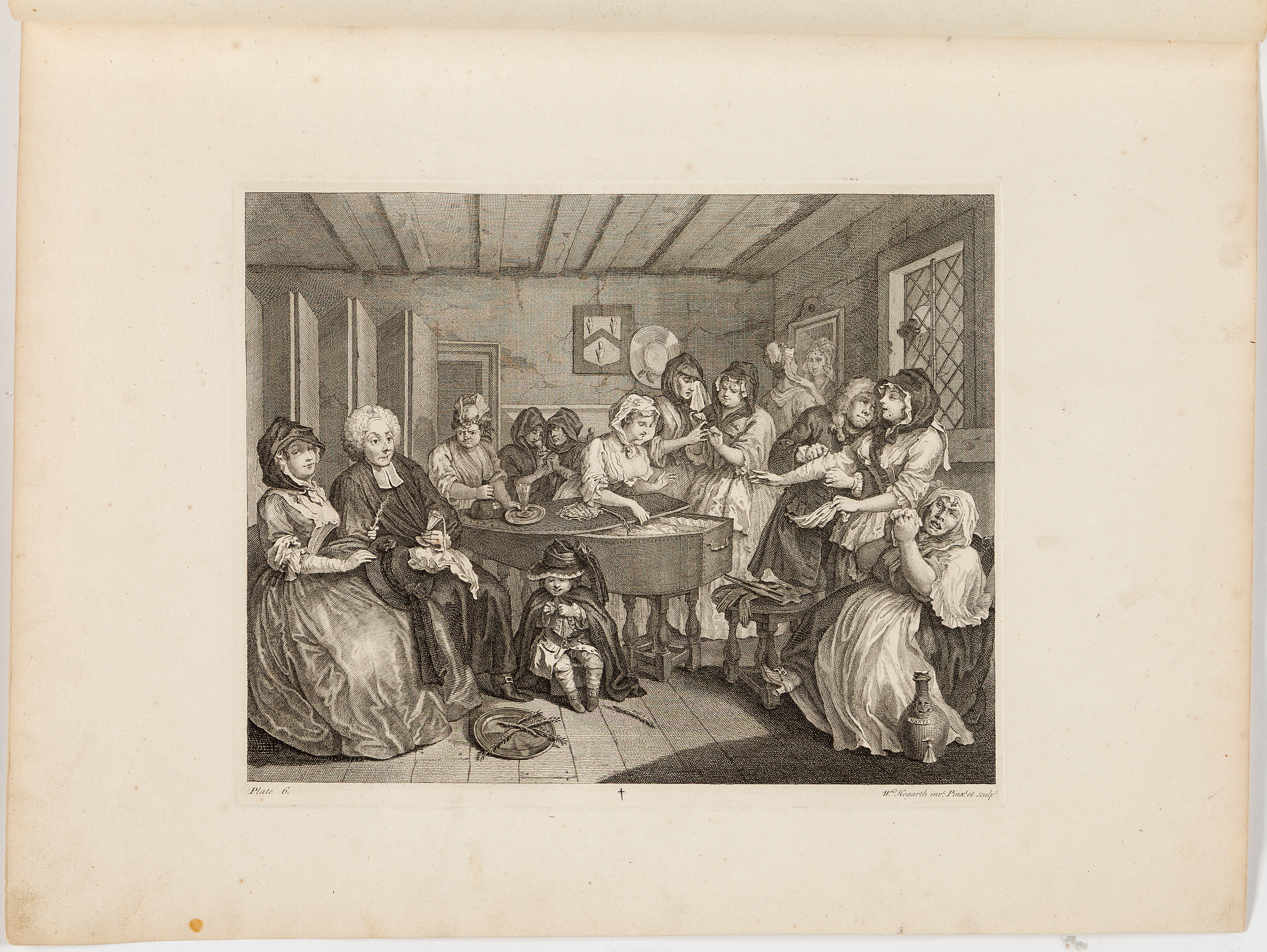 WILLIAM HOGARTH, six copper engravings "A Harlot's Progress", plate 1-6 ...