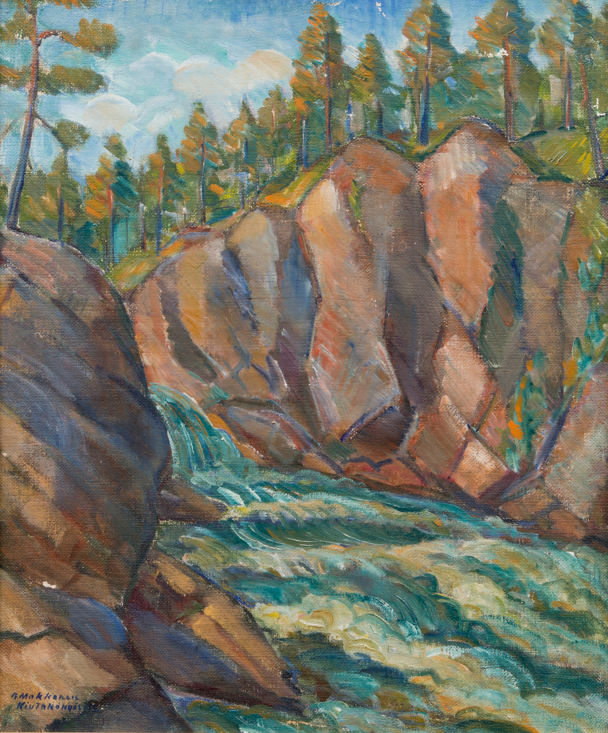 ARVO MAKKONEN, olja på duk, signerad och daterad Kiutaköngäs -37 ...