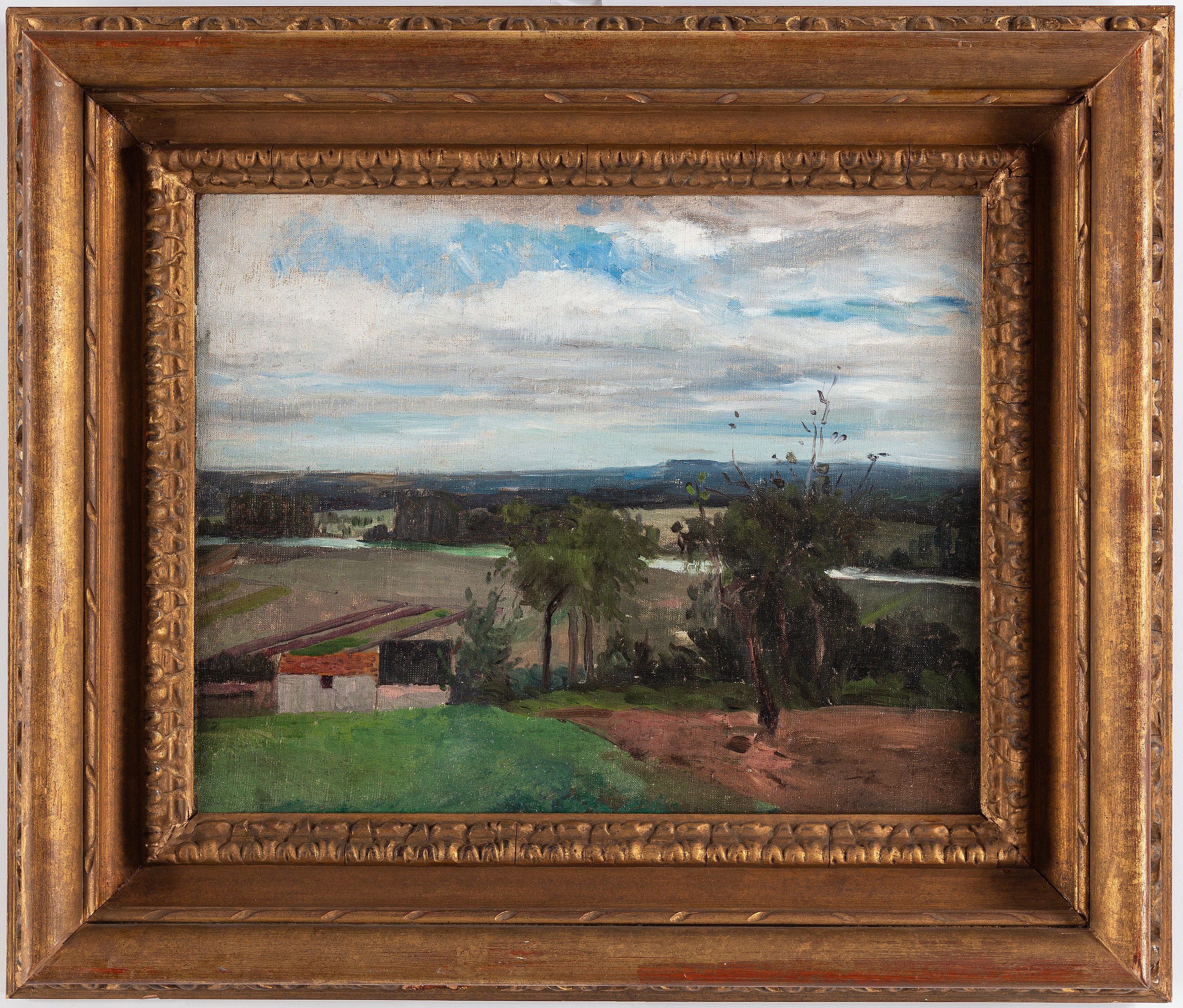 Carl Fredrik Hill, "Landskap från Bois-le-Roi" / "Landskap med träd och ...