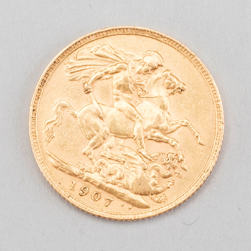 GULDMYNT, sovereign, Edward VII, 1907. - Bukowskis
