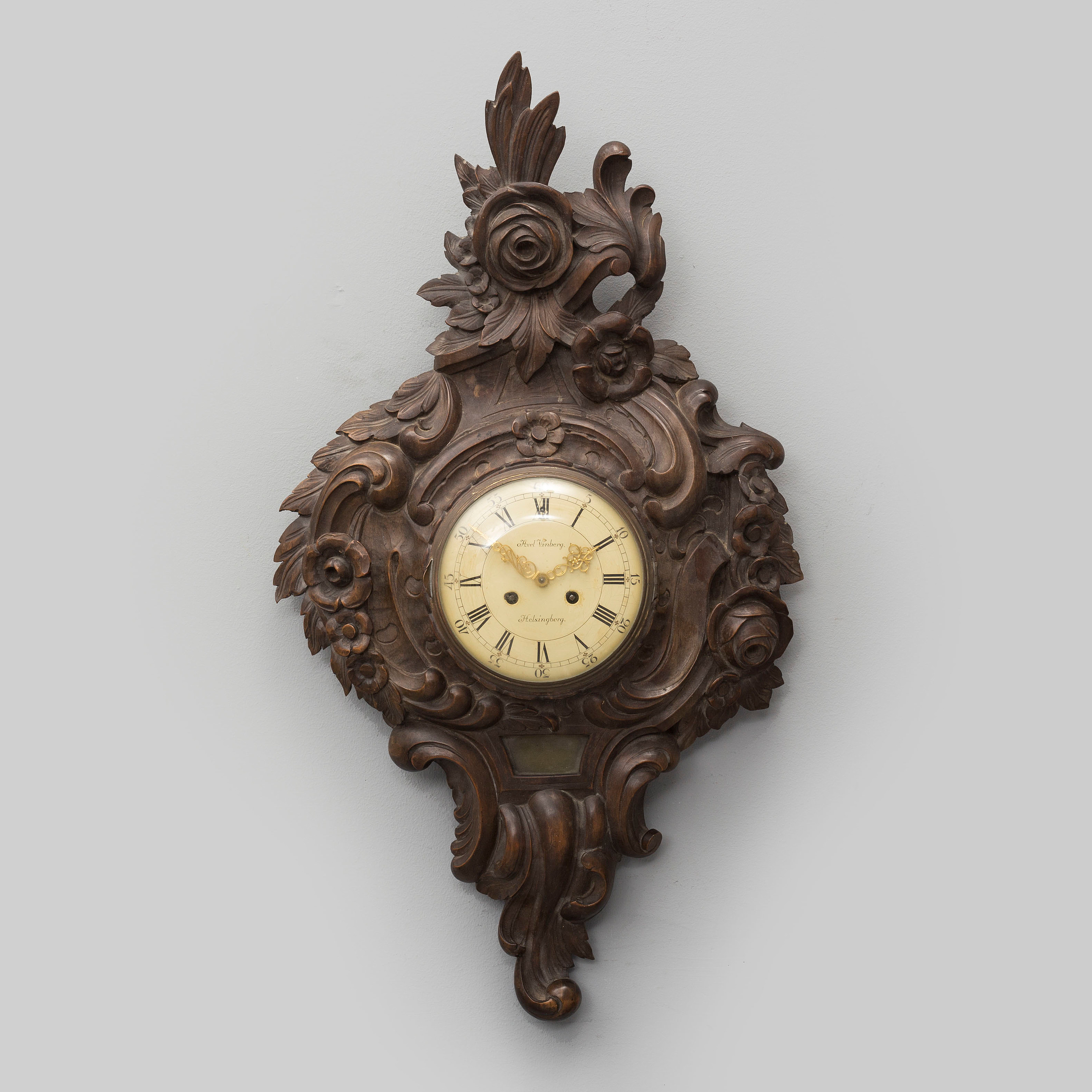 A rococo-style wall clock signed Axel Vinberg Helsingborg. Mid 20th ...