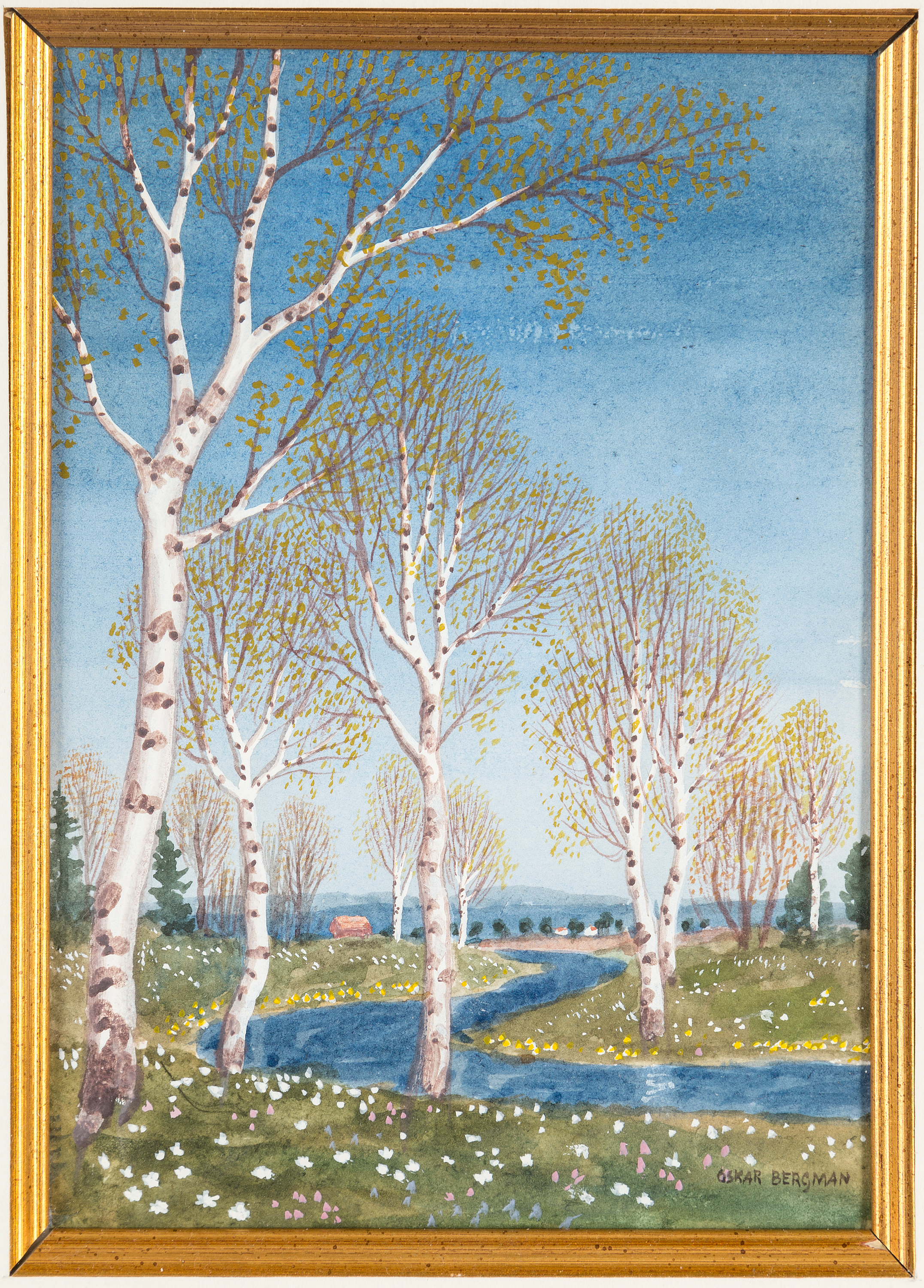 OSKAR BERGMAN, watercolour, signed. - Bukowskis