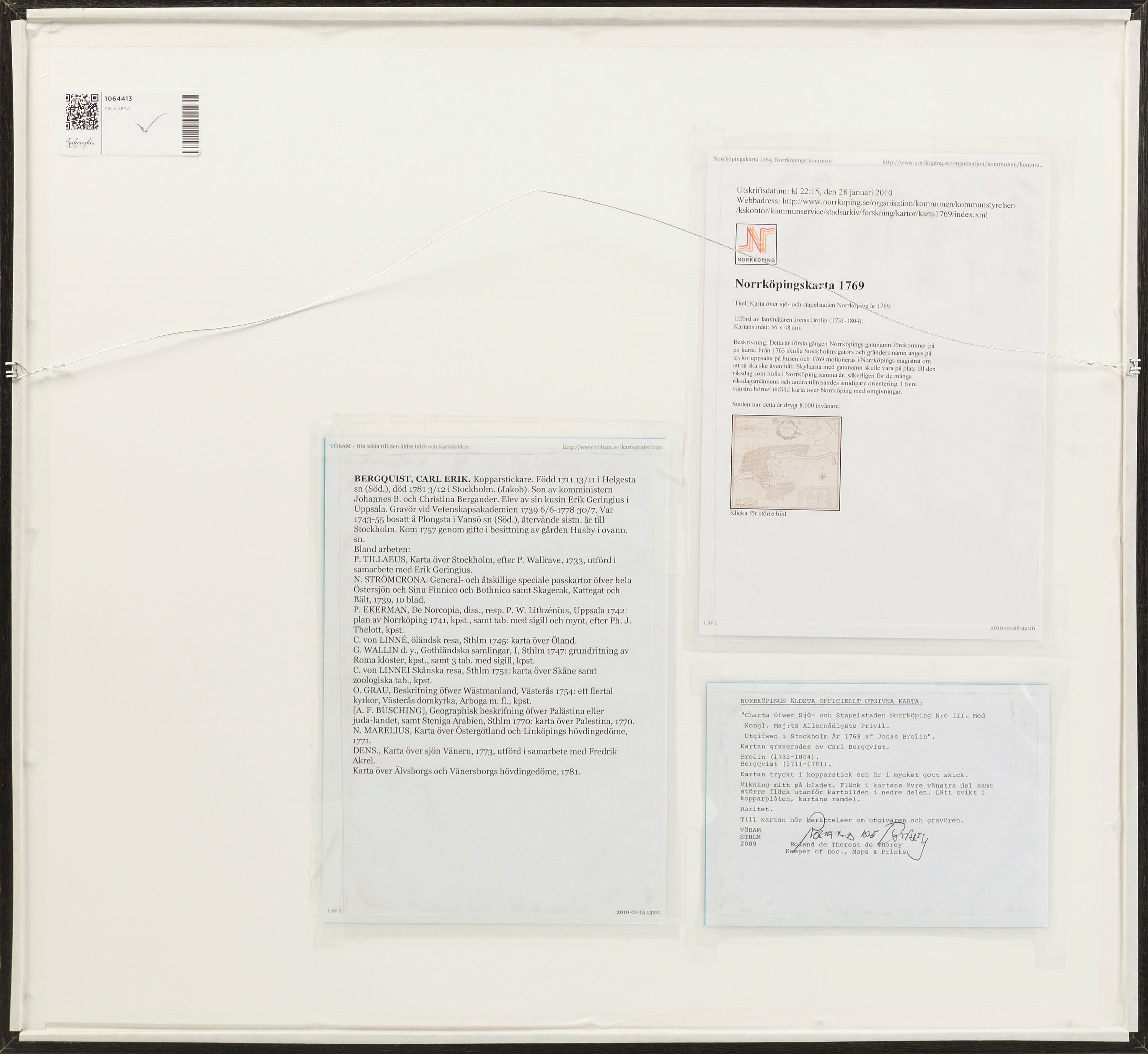 KARTA/KOPPARTSICK, av Jonas Brolin 1769. - Bukowskis