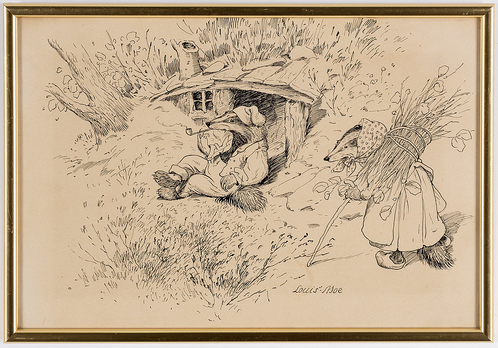 LOUIS MOE, Ink drawings, 5, signed. - Bukowskis