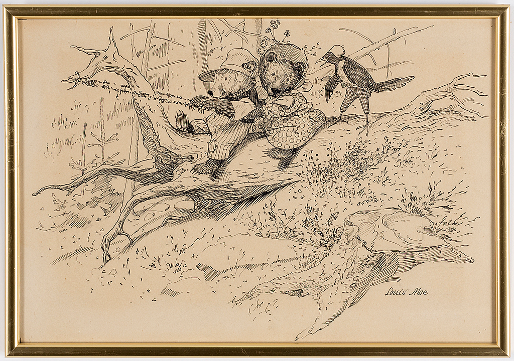 LOUIS MOE, Ink drawings, 5, signed. - Bukowskis