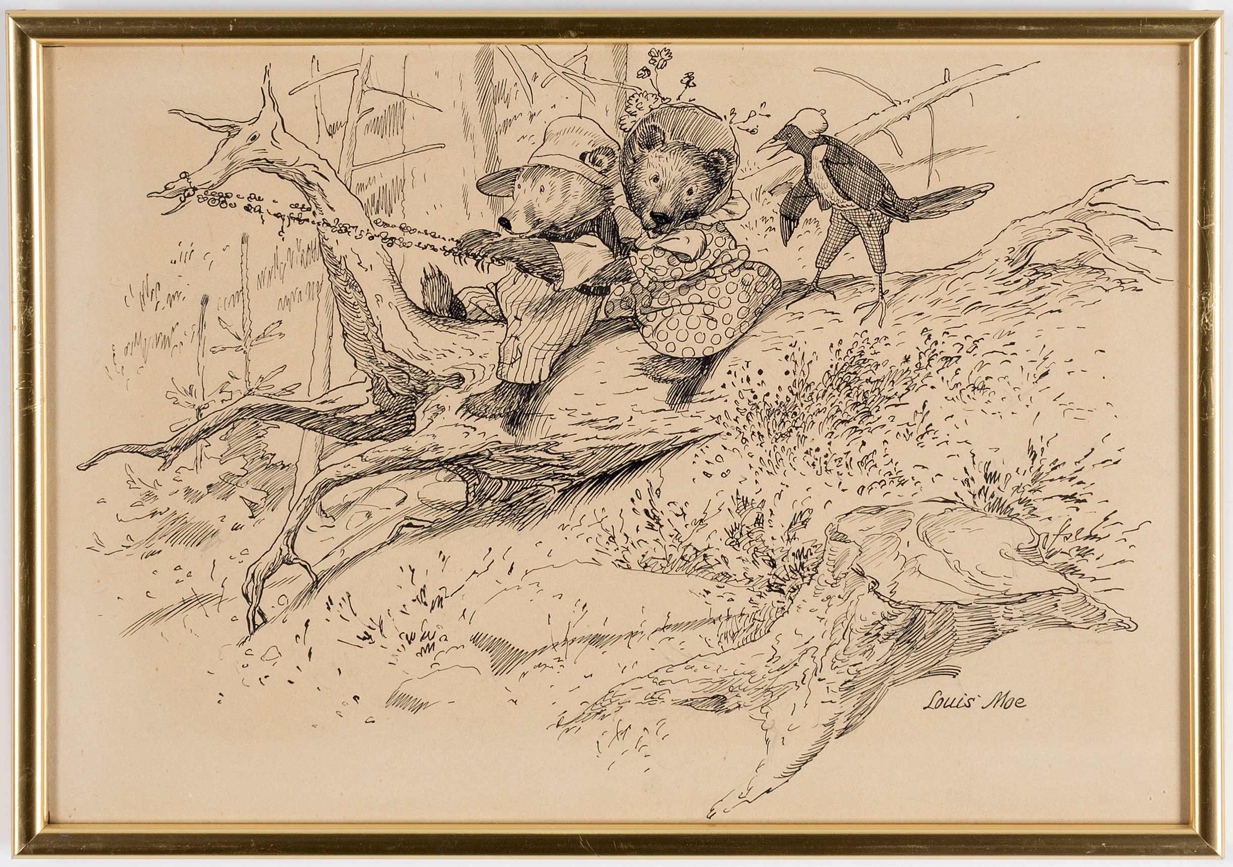 LOUIS MOE, Ink drawings, 5, signed. - Bukowskis