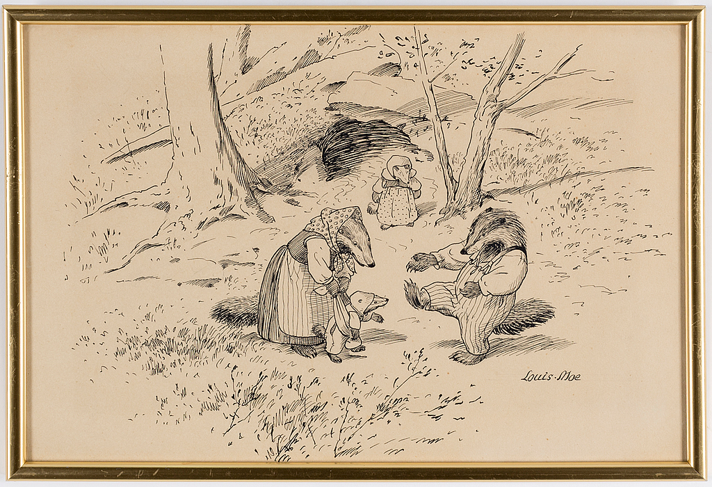 LOUIS MOE, Ink drawings, 5, signed. - Bukowskis
