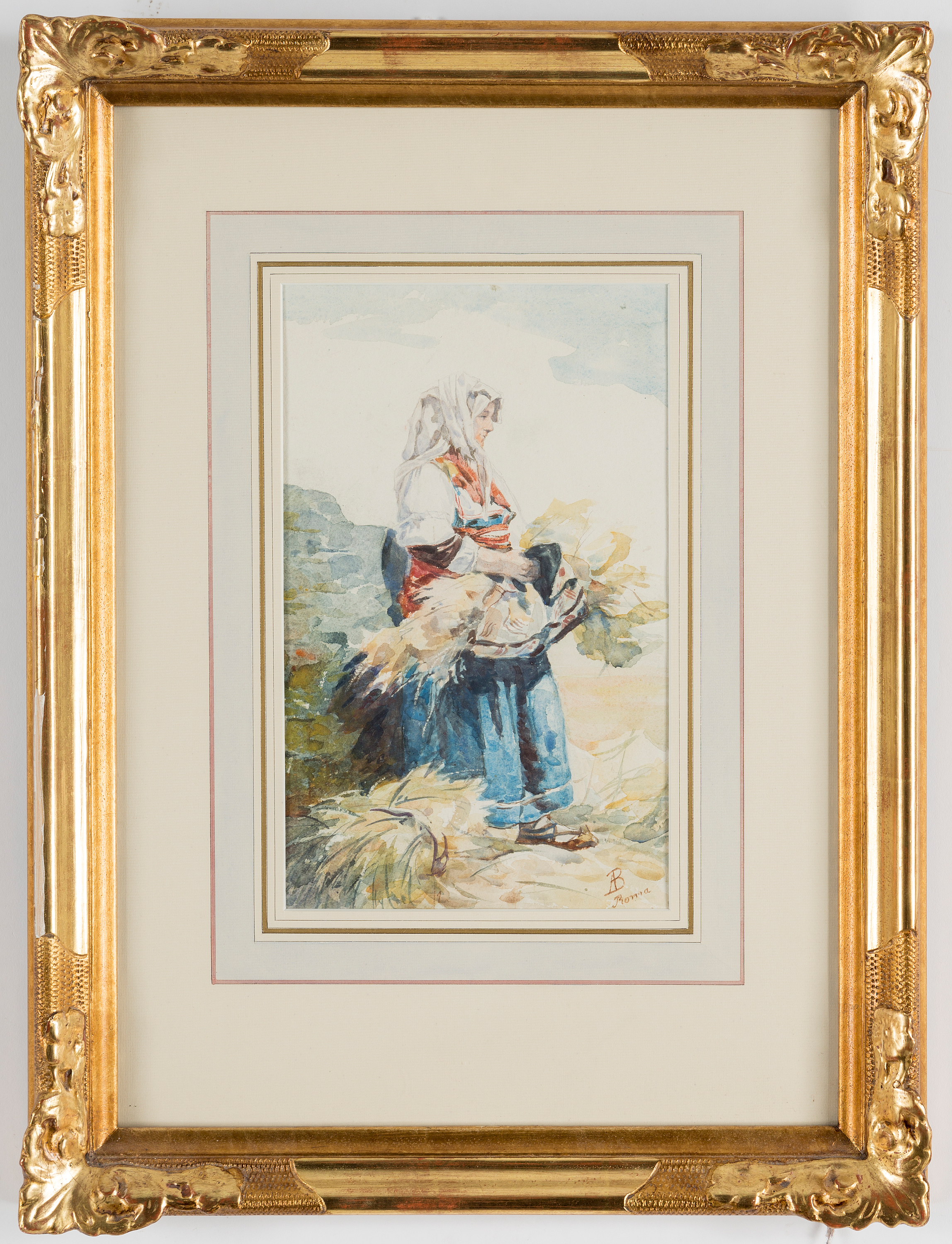 ANNA BILLING, water colour, signed with a monogram, Roma. - Bukowskis